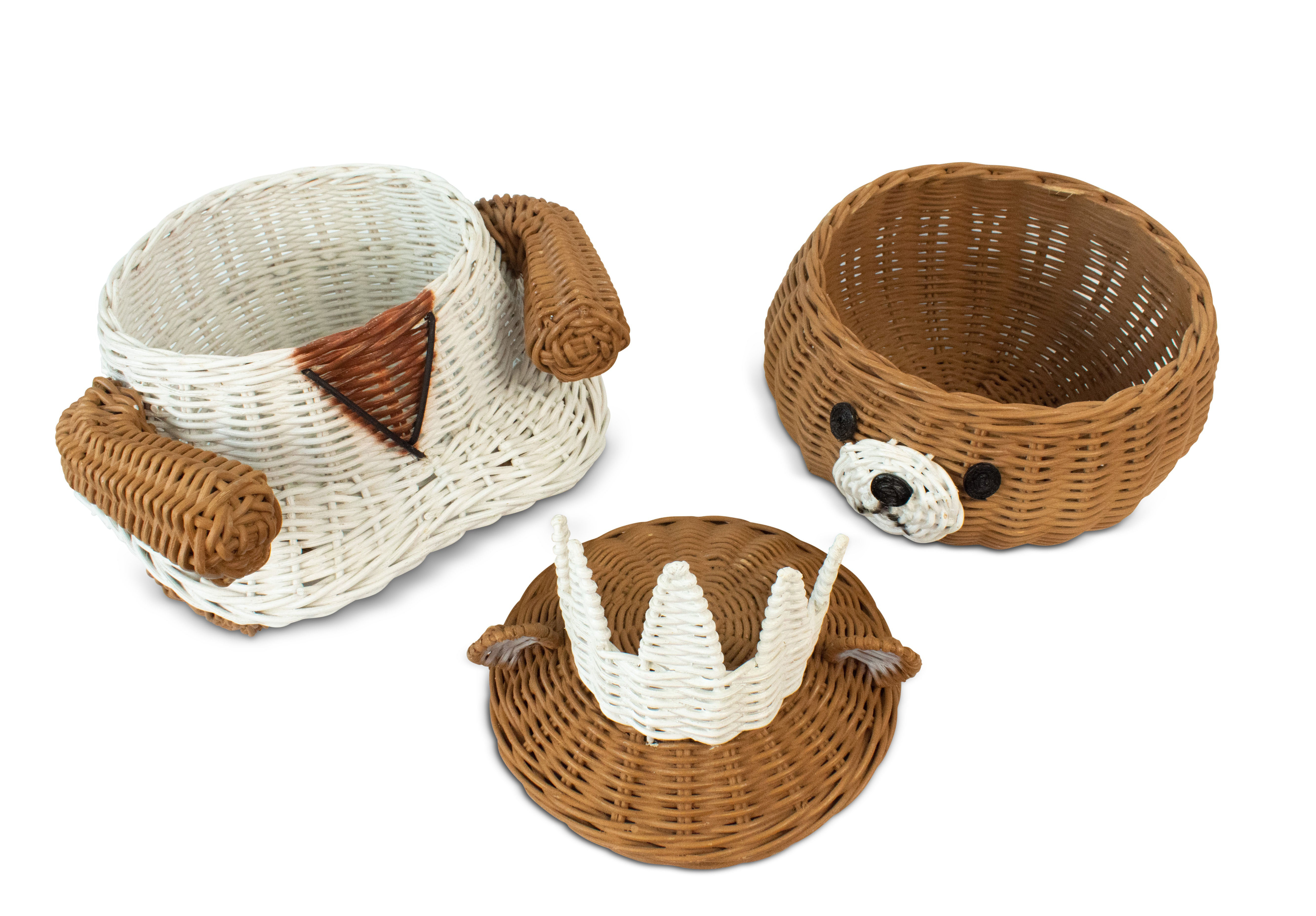Bayou Breeze Antria Hand Woven Princess Bear Rattan Storage Basket Decorative Home Decor ...