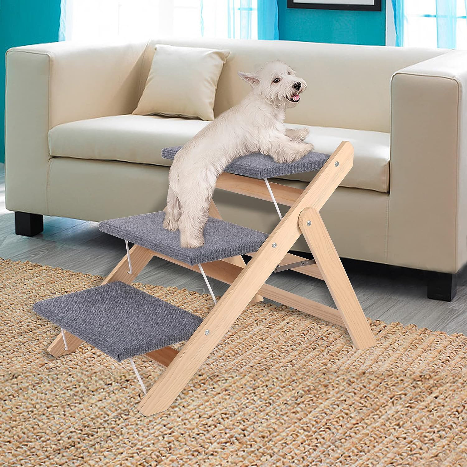 Tucker Murphy Pet™ Folding Portable Pet Ramp, 3-Step Dog Steps Stairs ...