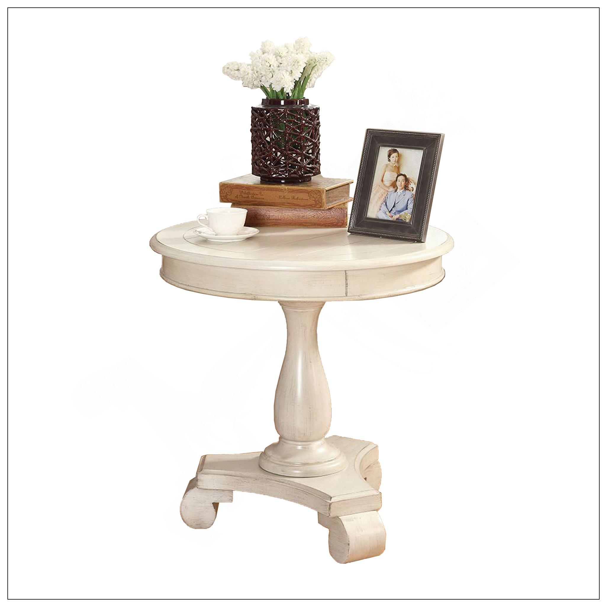 Latitude Run® Rene Round Wood Pedestal Side Table, Espresso | Wayfair
