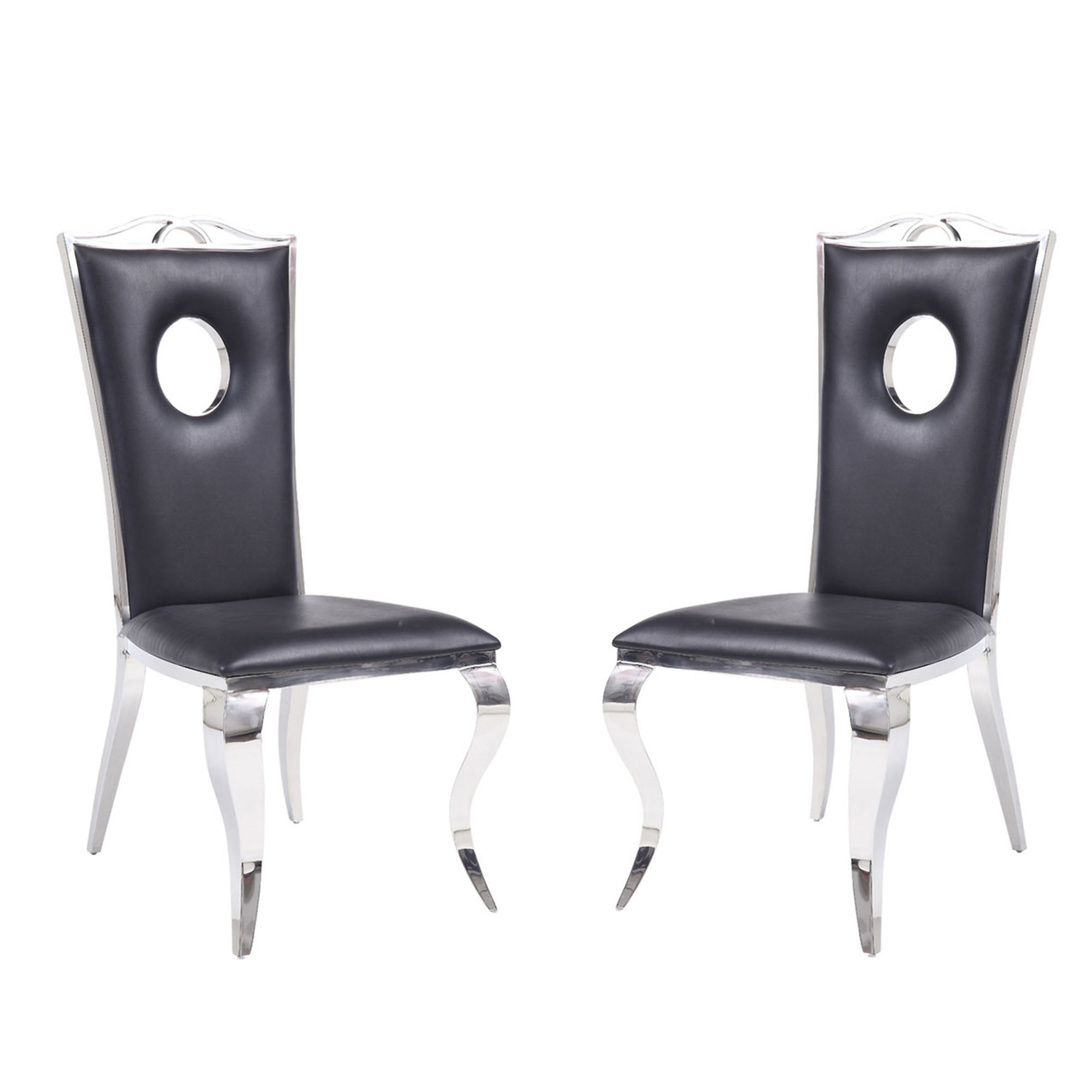 Everly Quinn Set Of 2 Side Chairs With Pu Padded Seat And Back Only ...