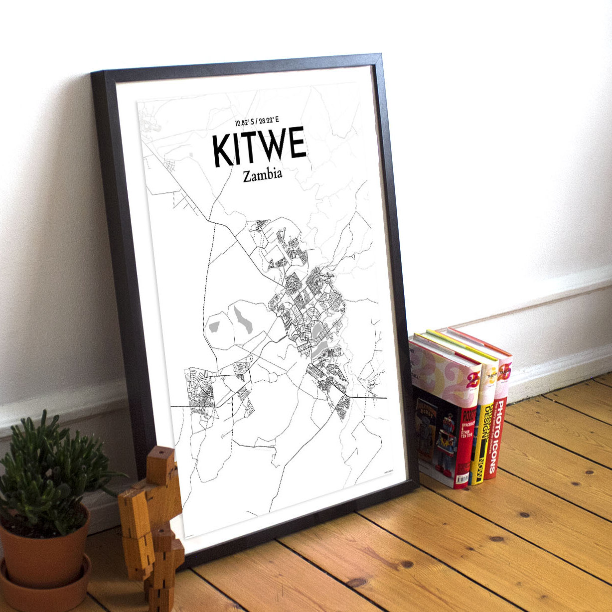 Wrought Studio™ 'Kitwe City Map' Graphic Art Print Poster in Tones ...