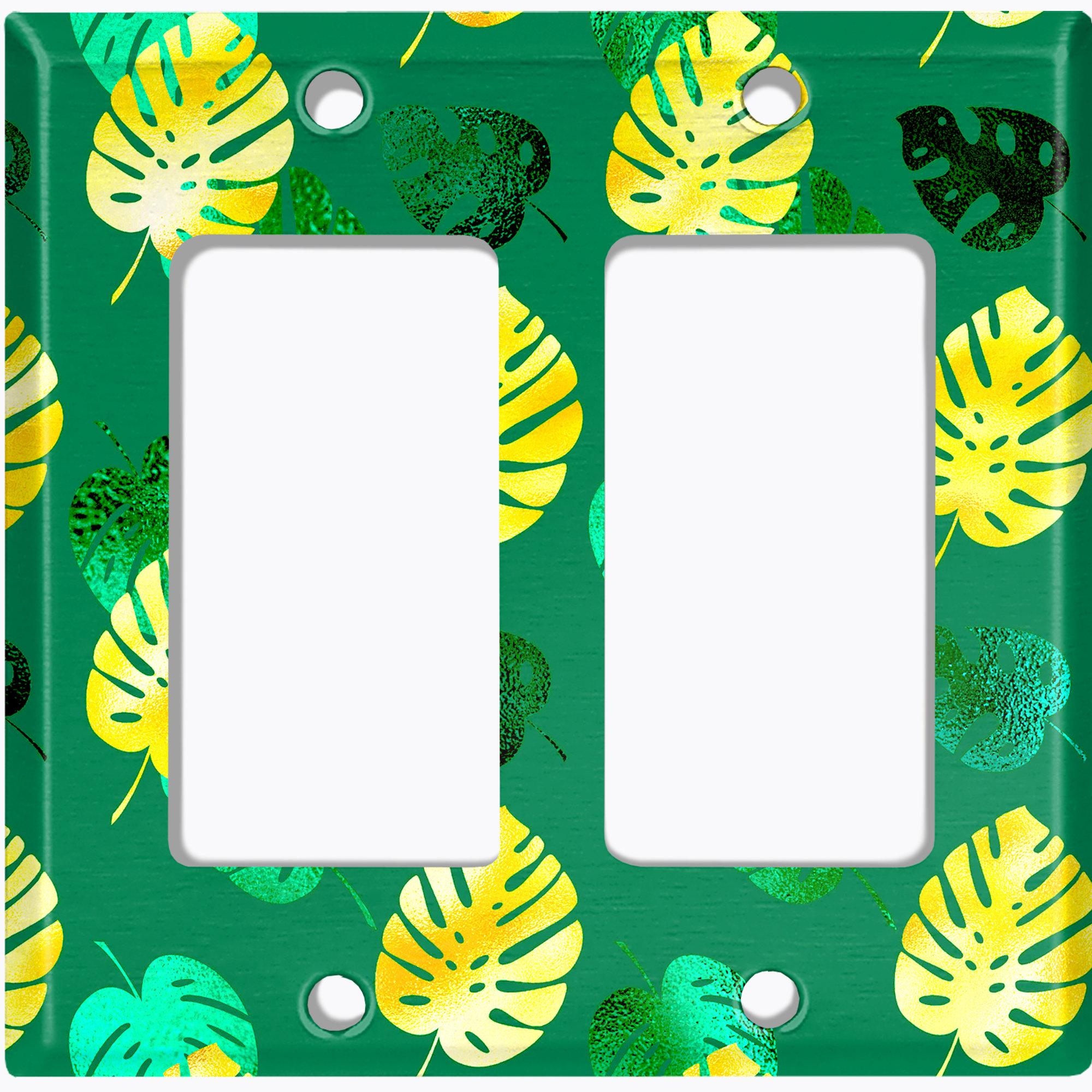 WorldAcc Metal Light Switch Plate Outlet Cover (Yellow Jungle Leaves ...