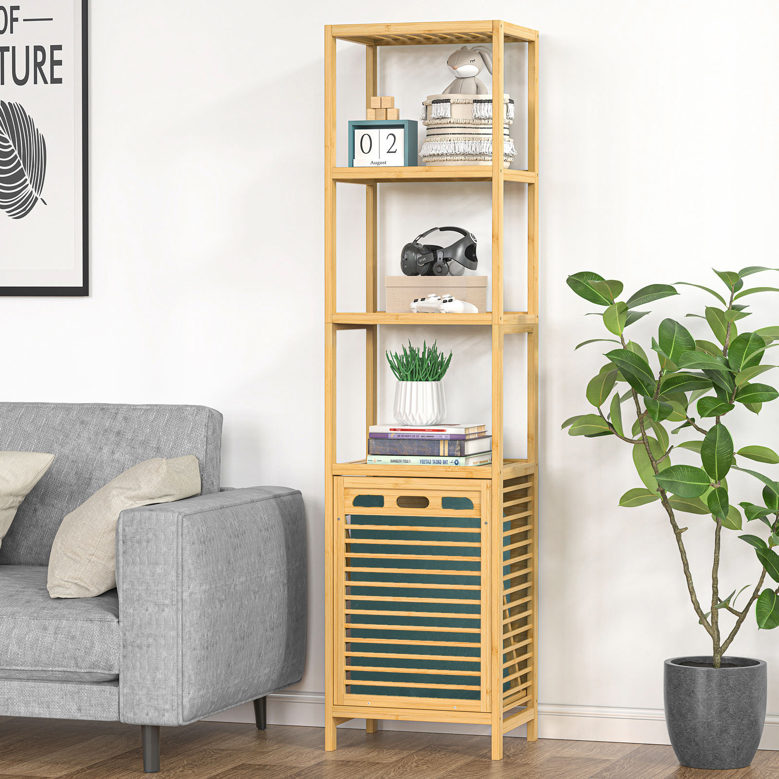 Latitude Run® Wrenly Bamboo Tilt-out Laundry Hamper Cabinet, 4 Tier ...