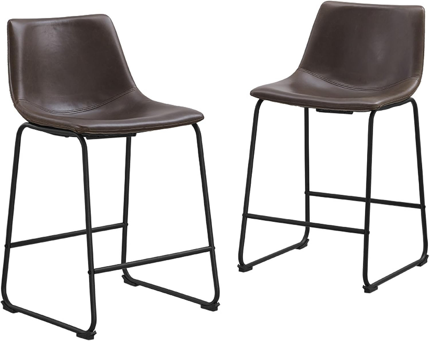 Corrigan Studio® Industrial Faux Leather Armless Counter Stools, Set Of ...