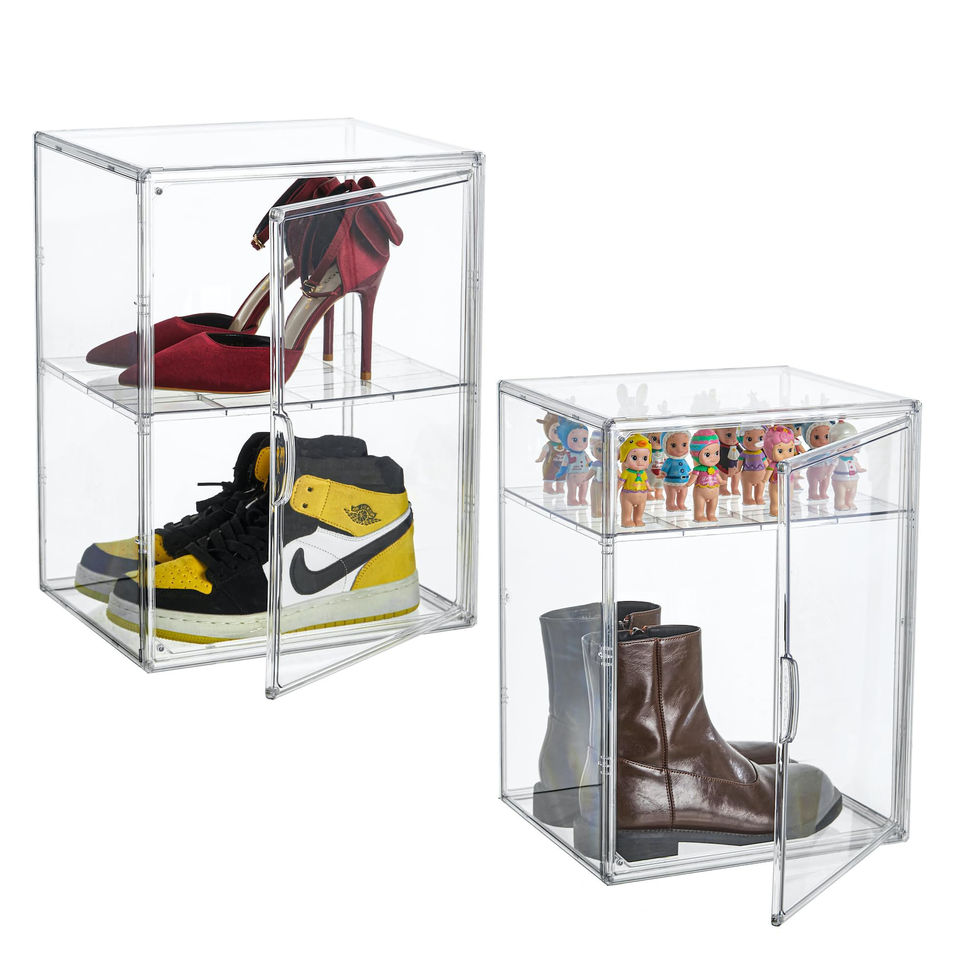 Rebrilliant Boot And Shoe Storage Box With Adjustable Dividers, Set Of ...