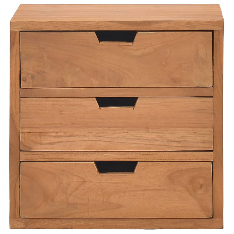 Latitude Run® Bedside Cabinet 15.7"X11.8"X15.7" Solid Teak Wood