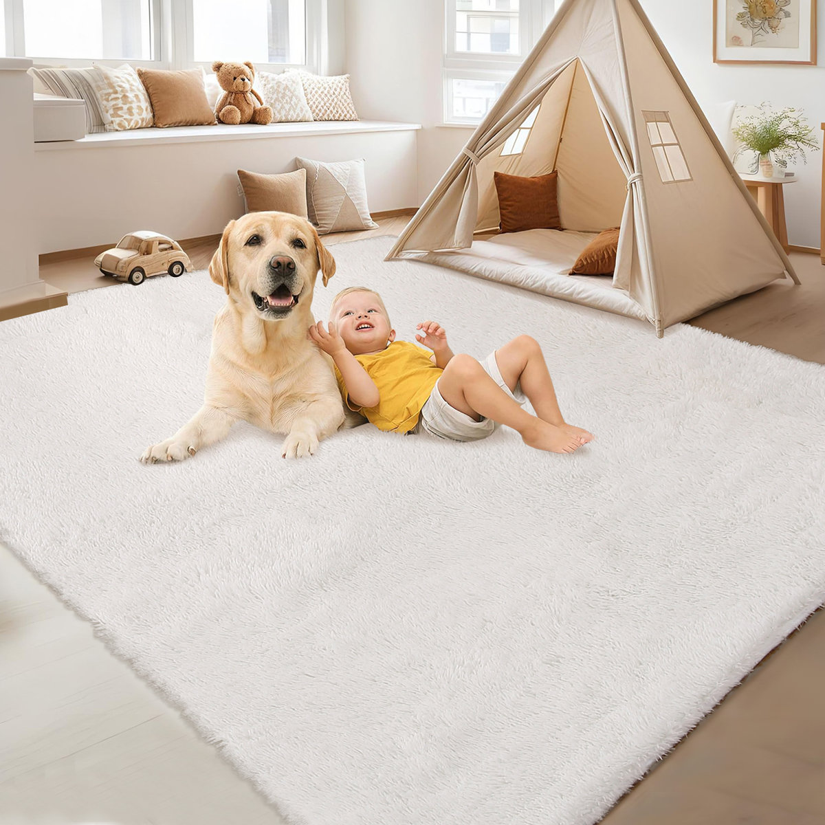 Mercer41 Shag Area Rugs Tie-Dyed Plush Fuzzy Rugs for Living Room ...