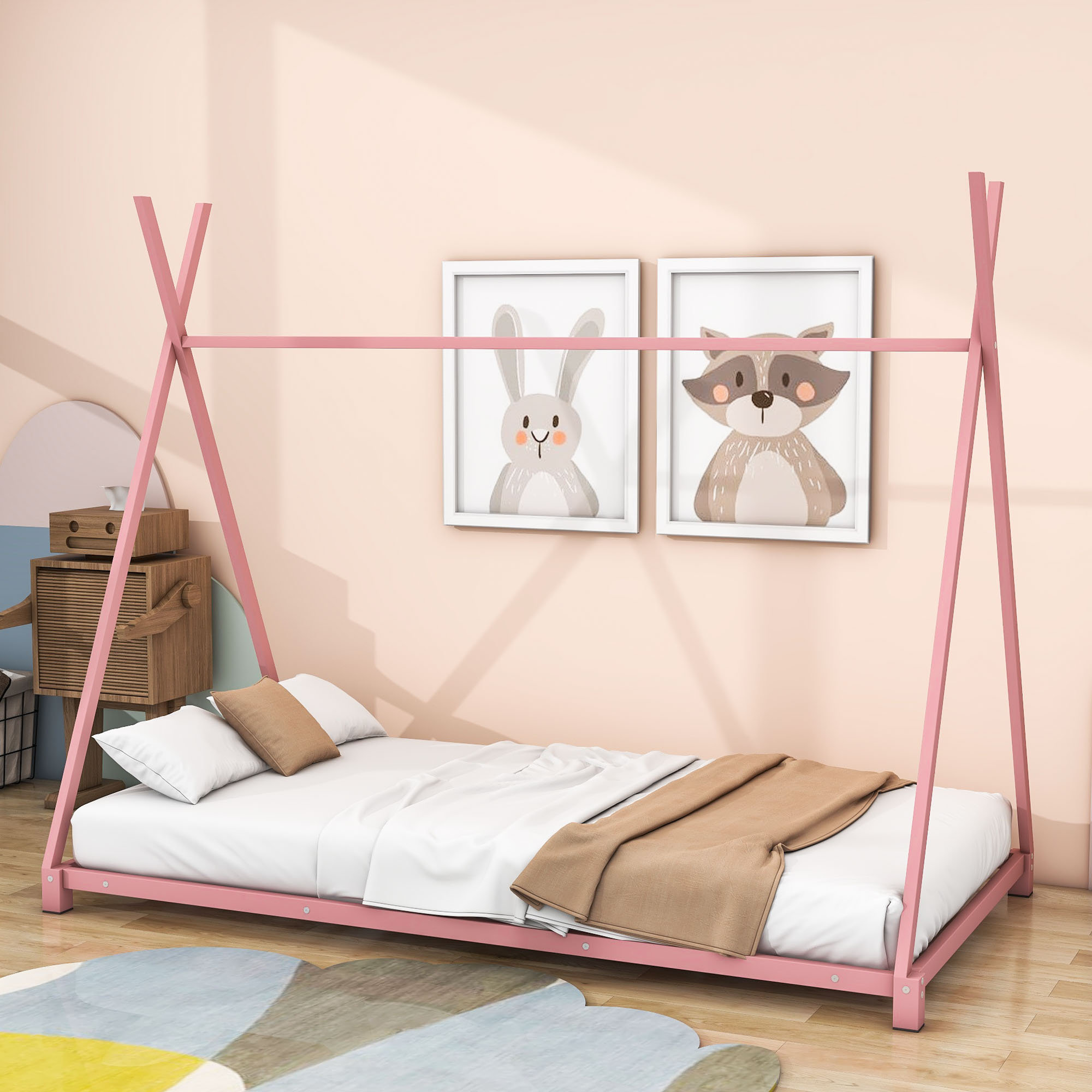 Isabelle & Max™ Aalyna Twin Size Metal Platform Bed with Triangle ...