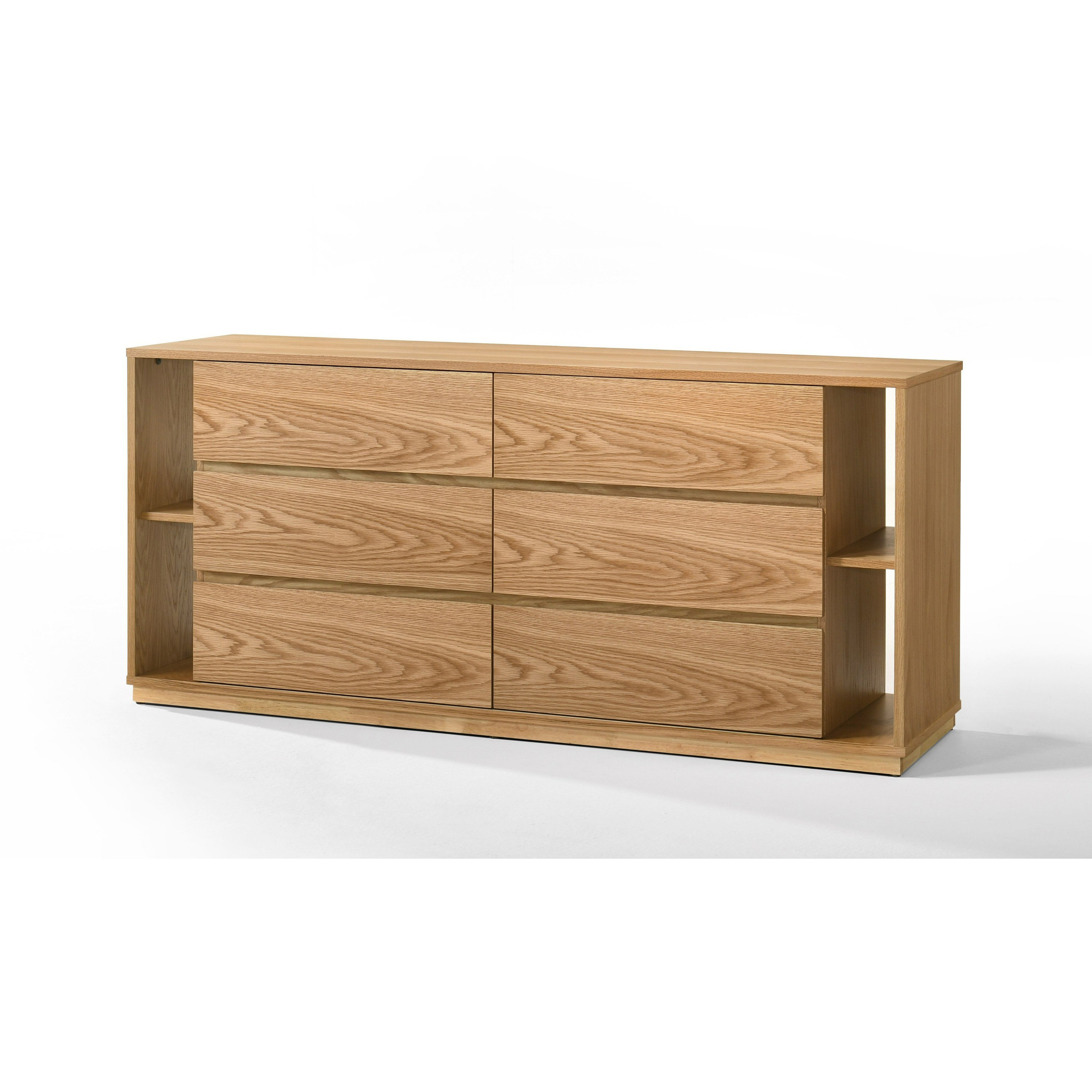 Benjara Noe Ruby Wide 6 Drawers Dresser, Natural Oak Brown Rubberwood ...