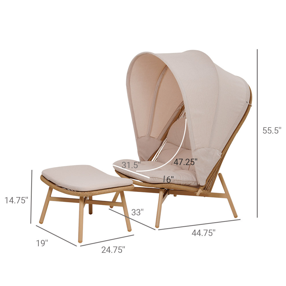 George Oliver Borreri All-Steel Folding Tent Chair With Ottoman ...