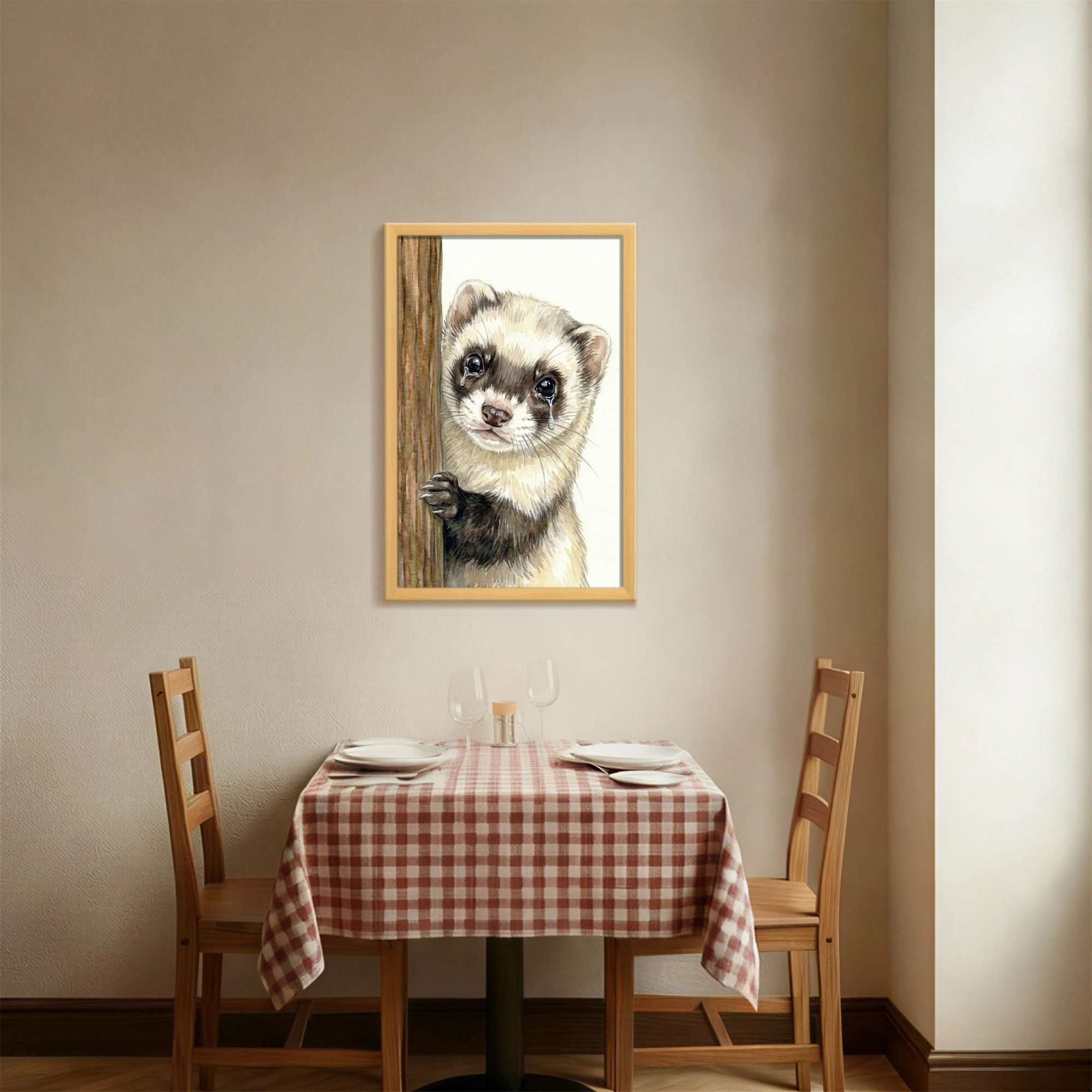 August Grove Animals Crying Ferret Peeking Behind Wood - Wayfair Canada