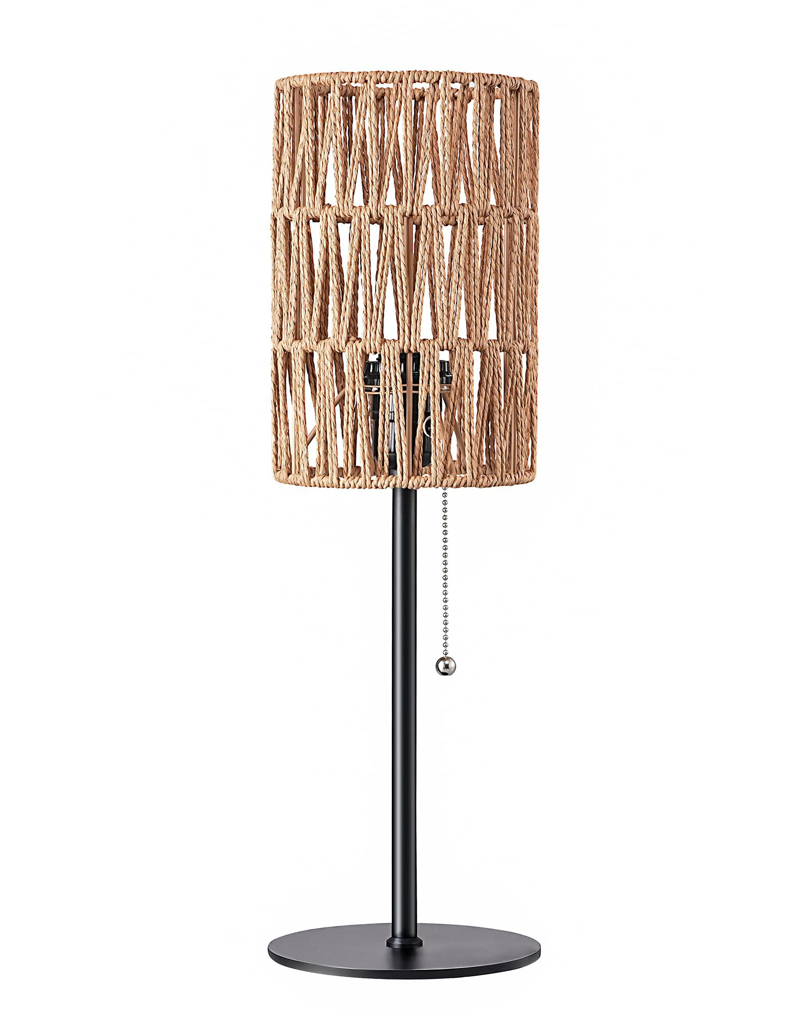 Longshore Tides 19.1" Rattan Table Lamp, Tall Bedside Lamp With W-Knit ...