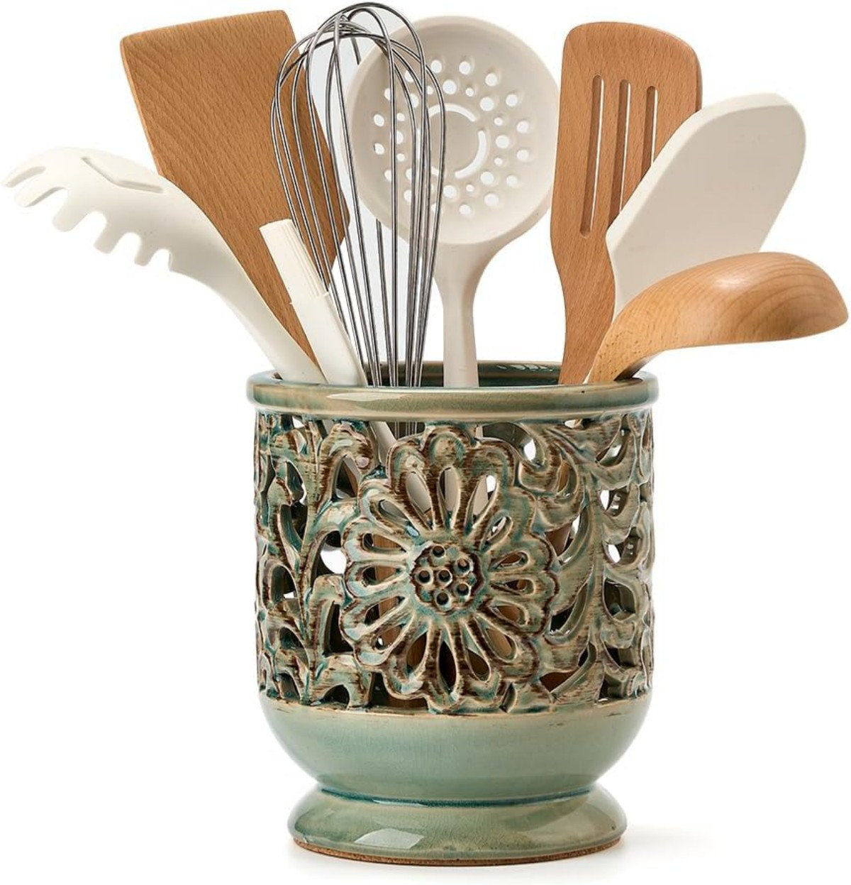 One Allium Way® Farmhouse Kitchen Utensil Holder For Countertop ...