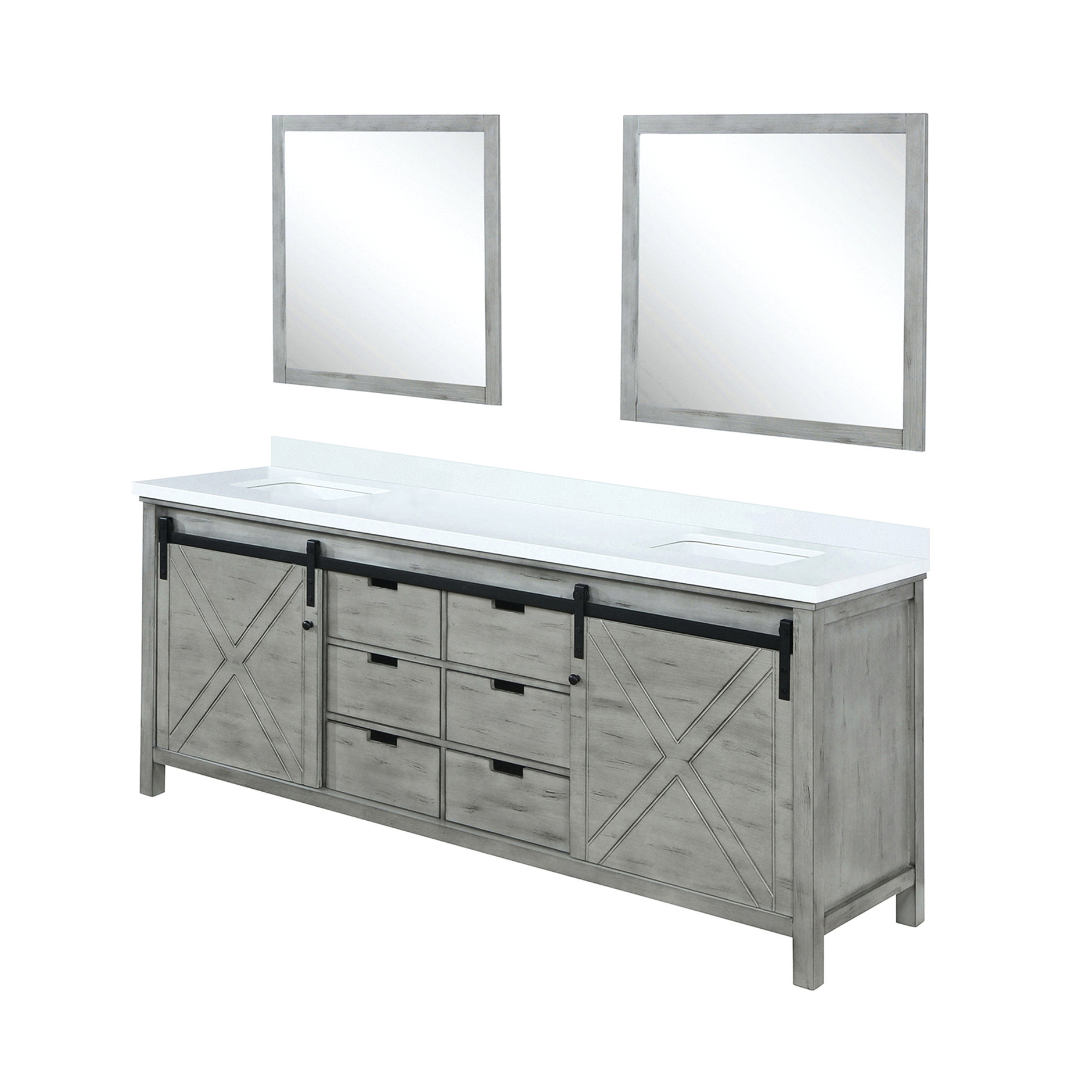 One Allium Way® 80 In. Ash Grey Double Bath Vanity With White Quartz ...