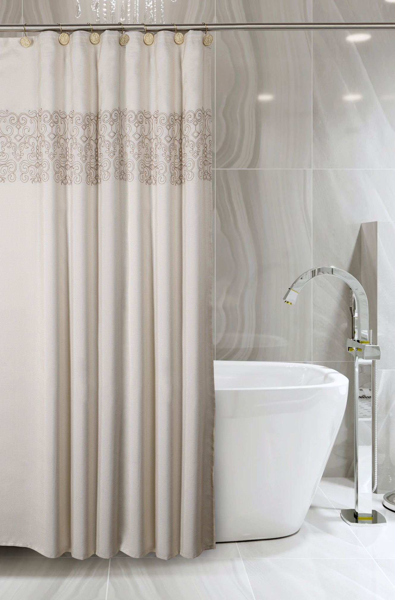 Creative Scents Shannon 2 Piece Geometric Single Shower Curtain ...