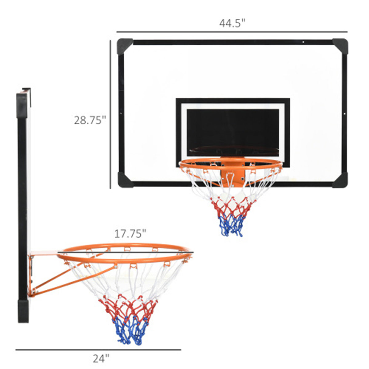DAMALU Wall Mounted Basketball Hoop with Shatter Proof Backboard | Wayfair
