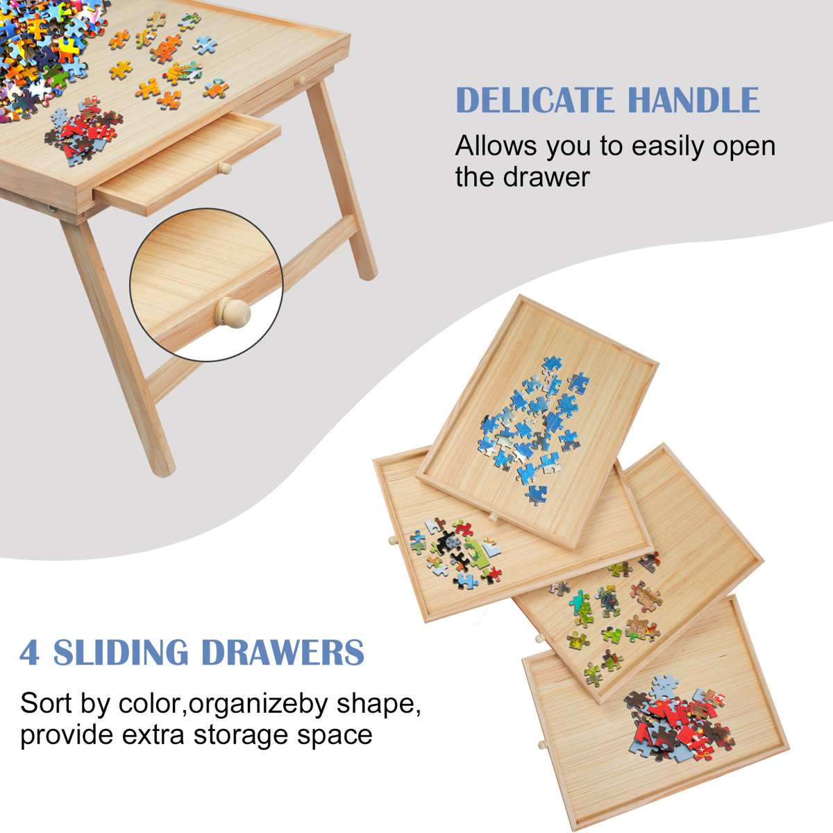 Rose Home Fashion 1500 Pcs Puzzle Board Wooden Jigsaw Puzzle Table with ...