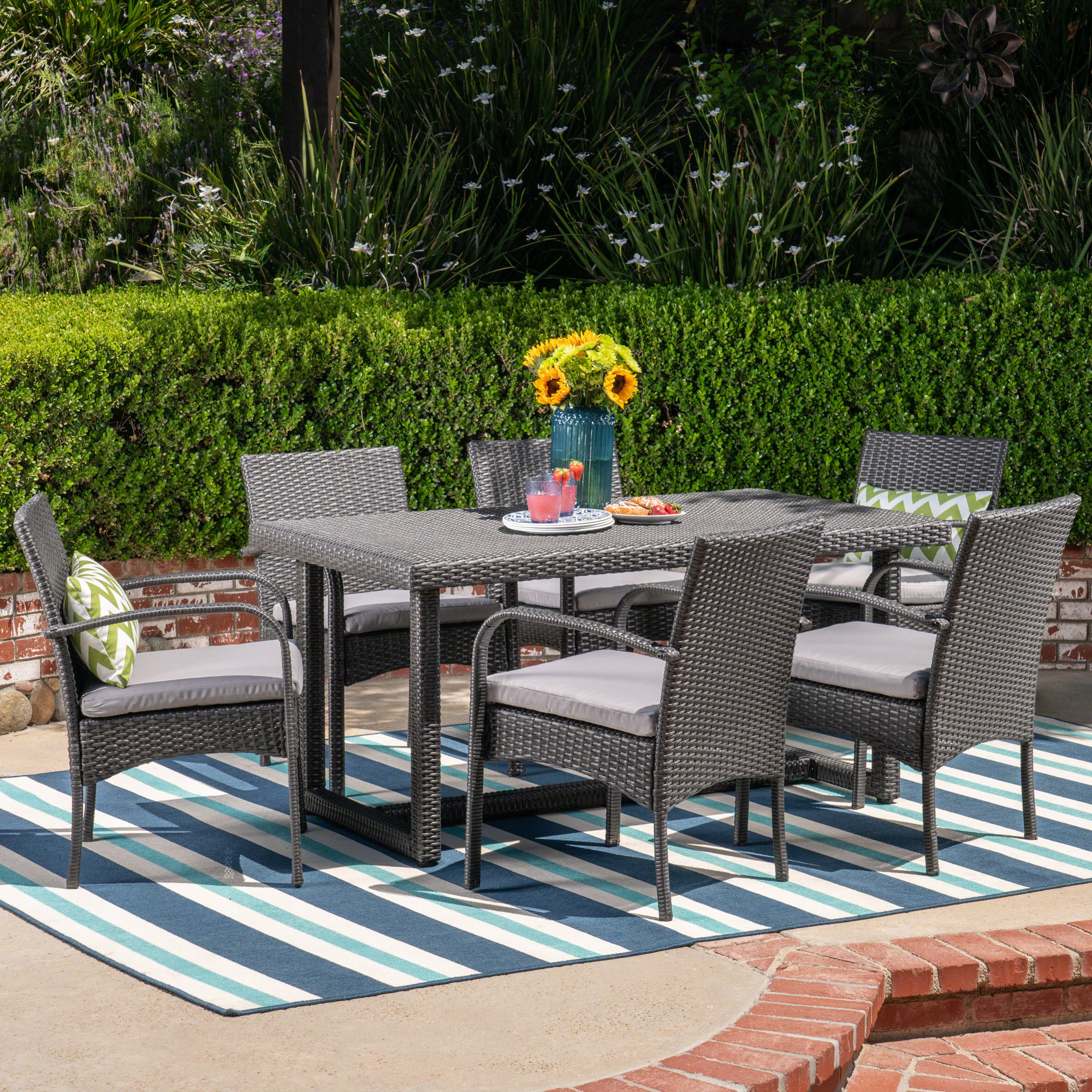 Christopher Knight Home 7 Piece Dining Set with Cushions | Wayfair