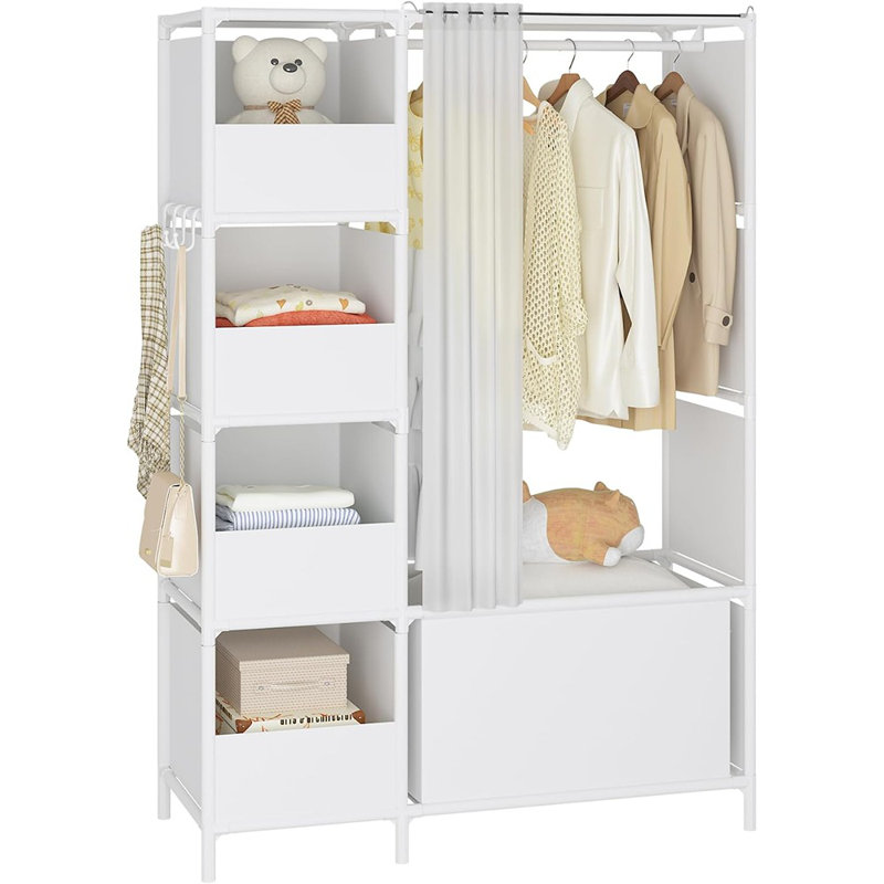 Ebern Designs Portable Closet,Free Standing Wardrobe Closet With Hangi ...