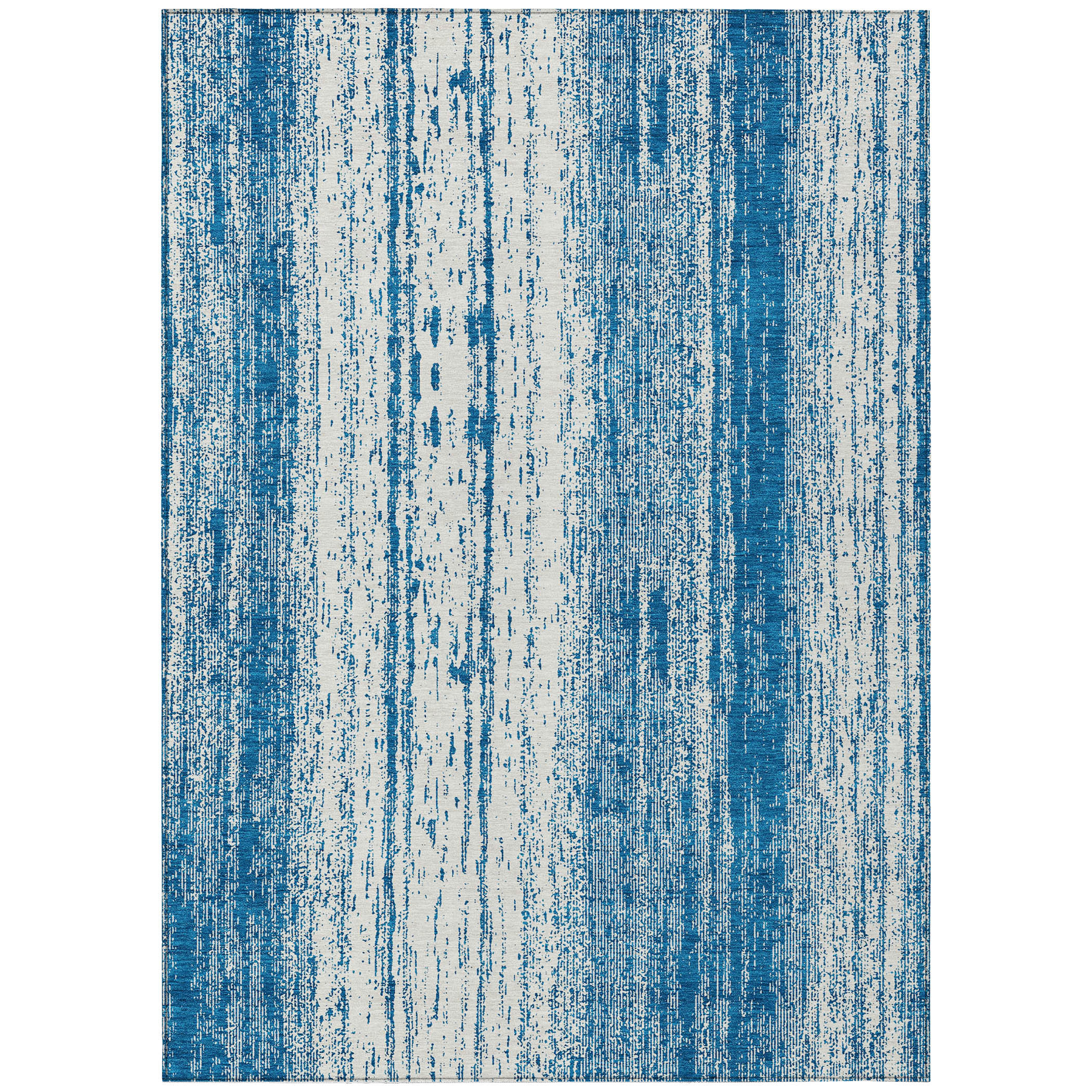 HomeRoots Tapis extérieur lavable rayé bleu marine et ivoire 9 pi x 12 pi - Wayfair Canada