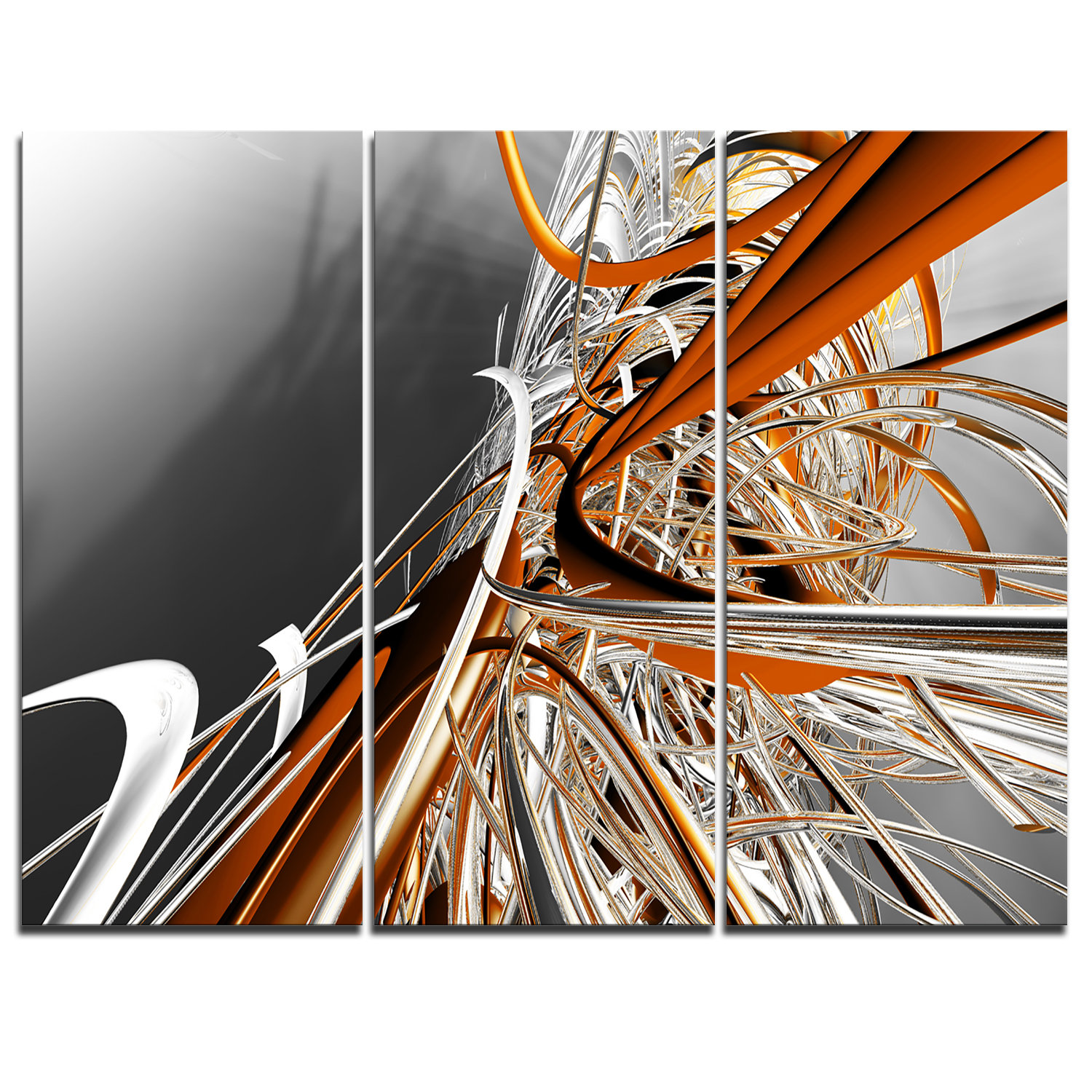 Design Art Fractal Red N White Connected Stripes - 3 Piece Graphic Art ...