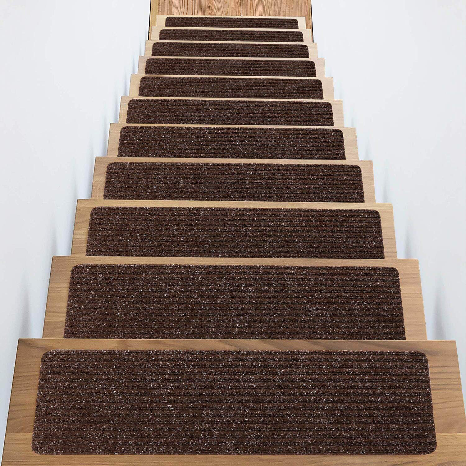 Fashion Finesse Stair Treads Non-Slip Carpet Indoor Set of 16 Brown ...
