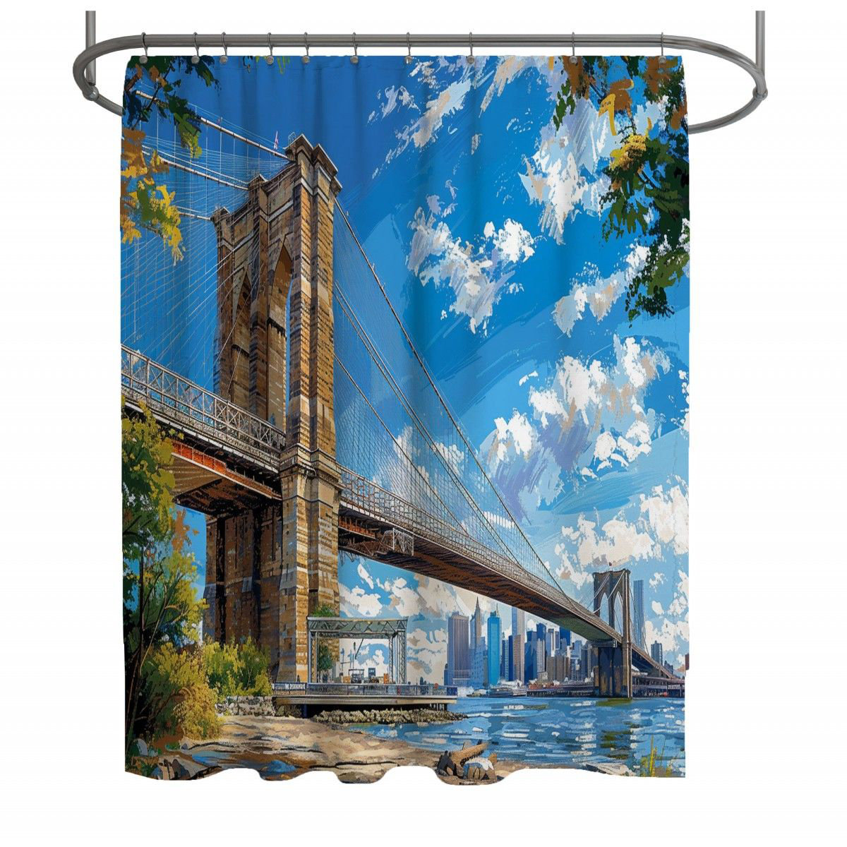 VisionDecor 11937_Brooklyn Bridge Shower Curtain - Landmark Bathroom ...