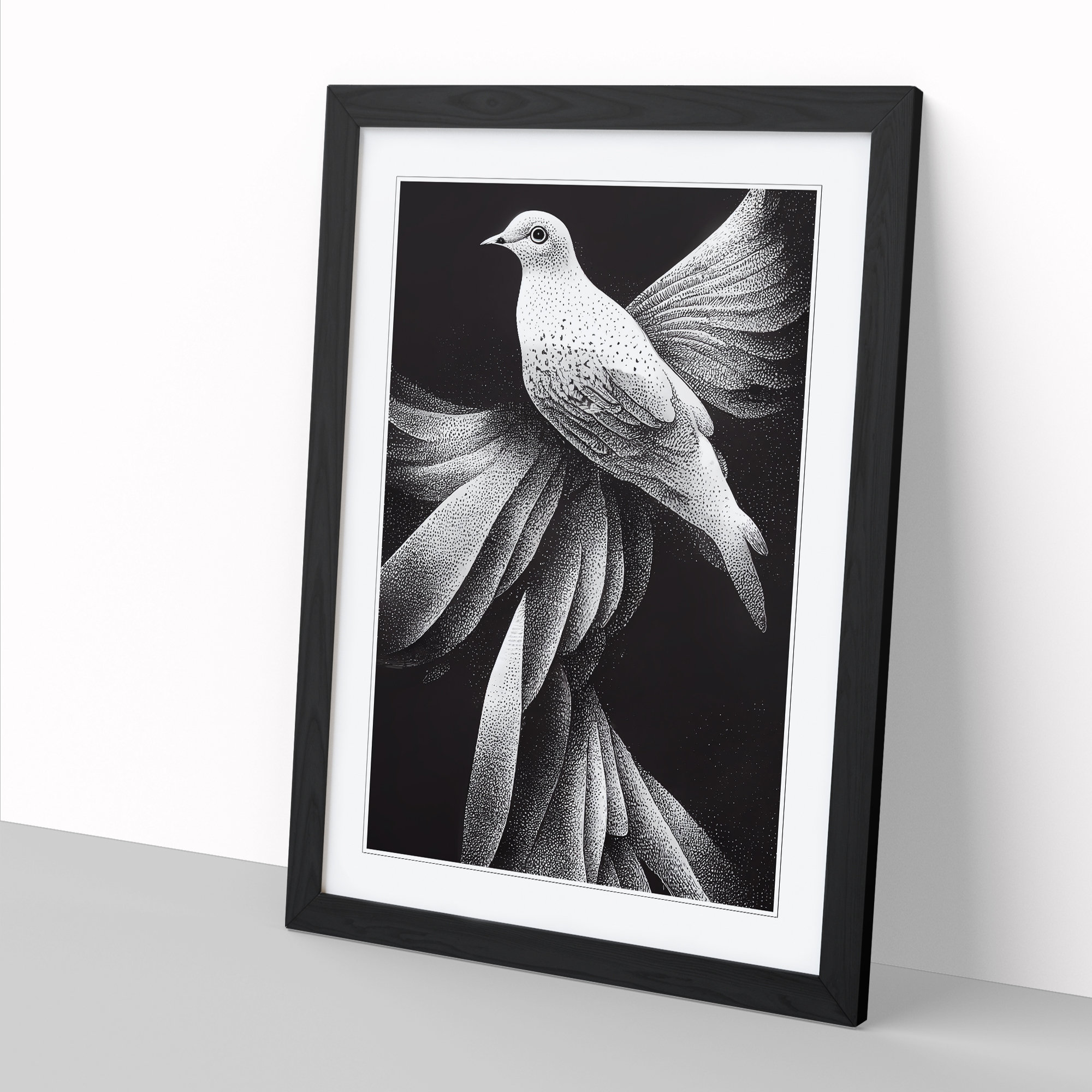 ClassicLiving Liell Dove Bird Pointillism - Picture Frame Graphic Art ...