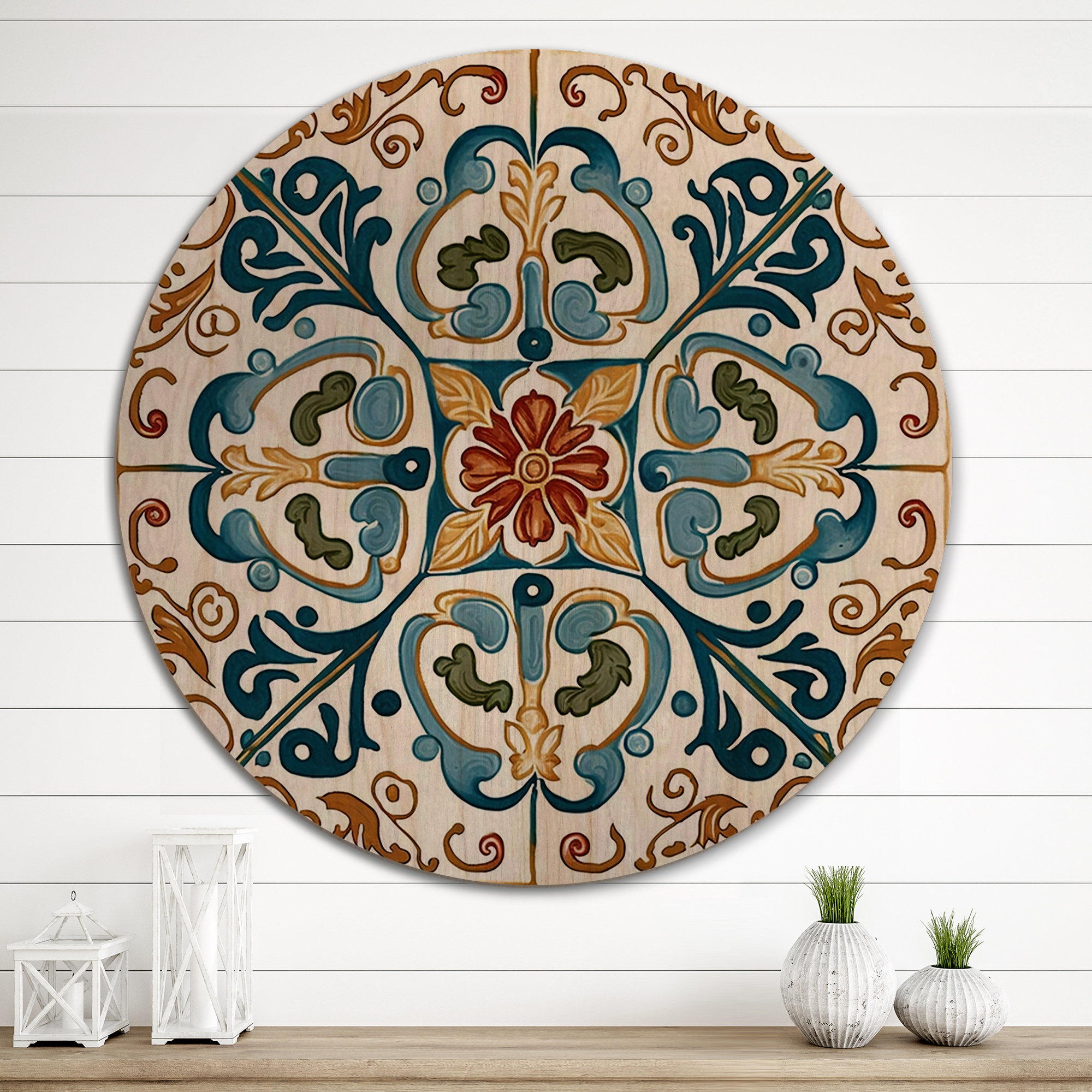 Bungalow Rose Mediterranean Tiles in Retro Blue VI - Abstract Tile Wood ...