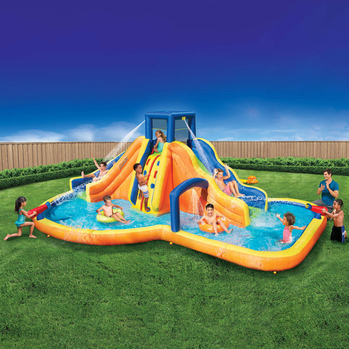 Banzai Rapid Falls Dual Slides Water Park Climbing Rope Lagoon for Ages ...