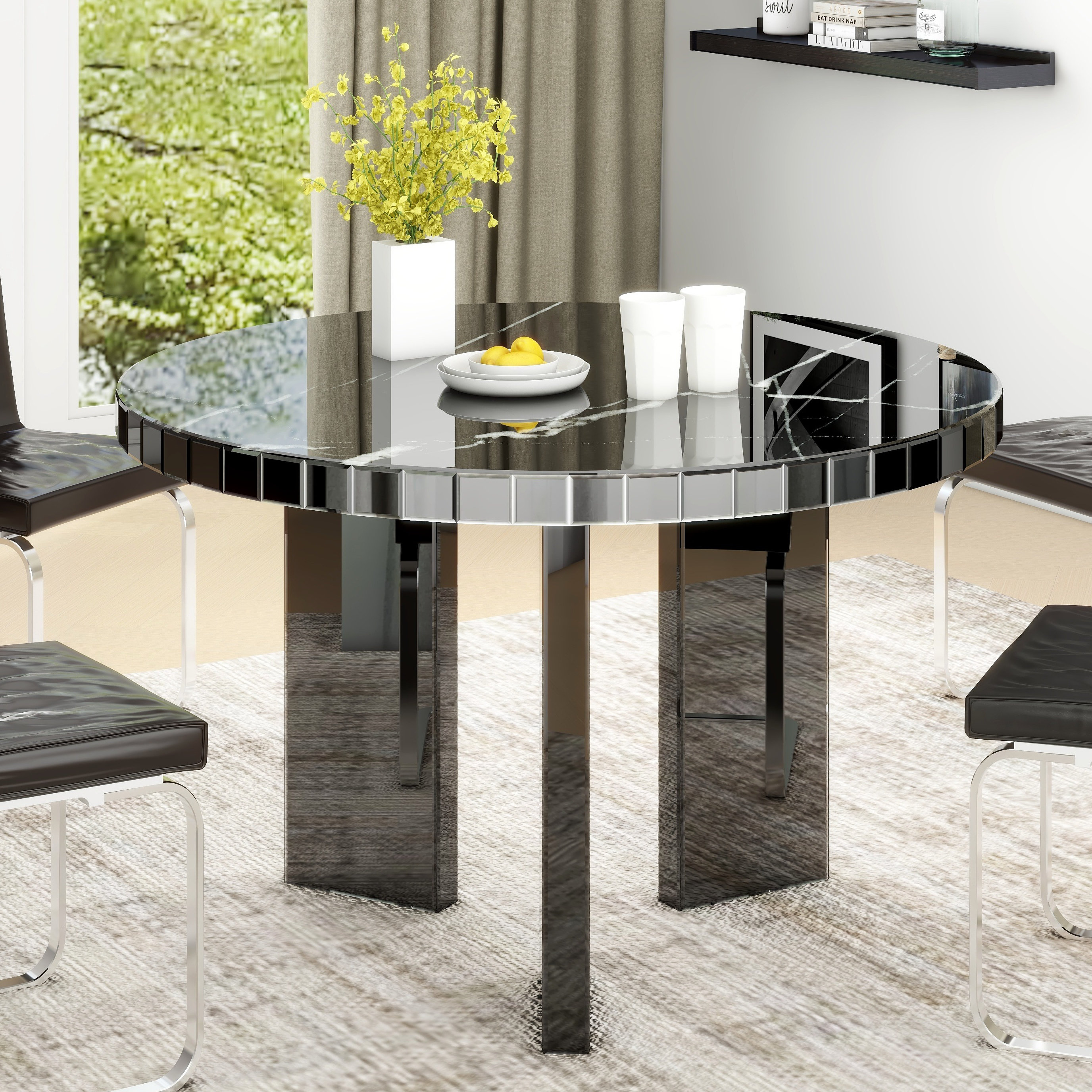 Everly Quinn Davisboro Round Mirrored Dining Table - Wayfair Canada