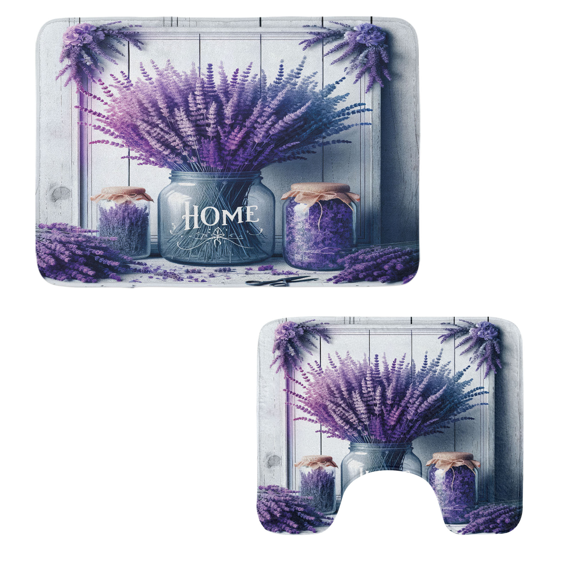 East Urban Home Purple Bathroom Rug Set 2 Pieces Rectangle & Contour ...