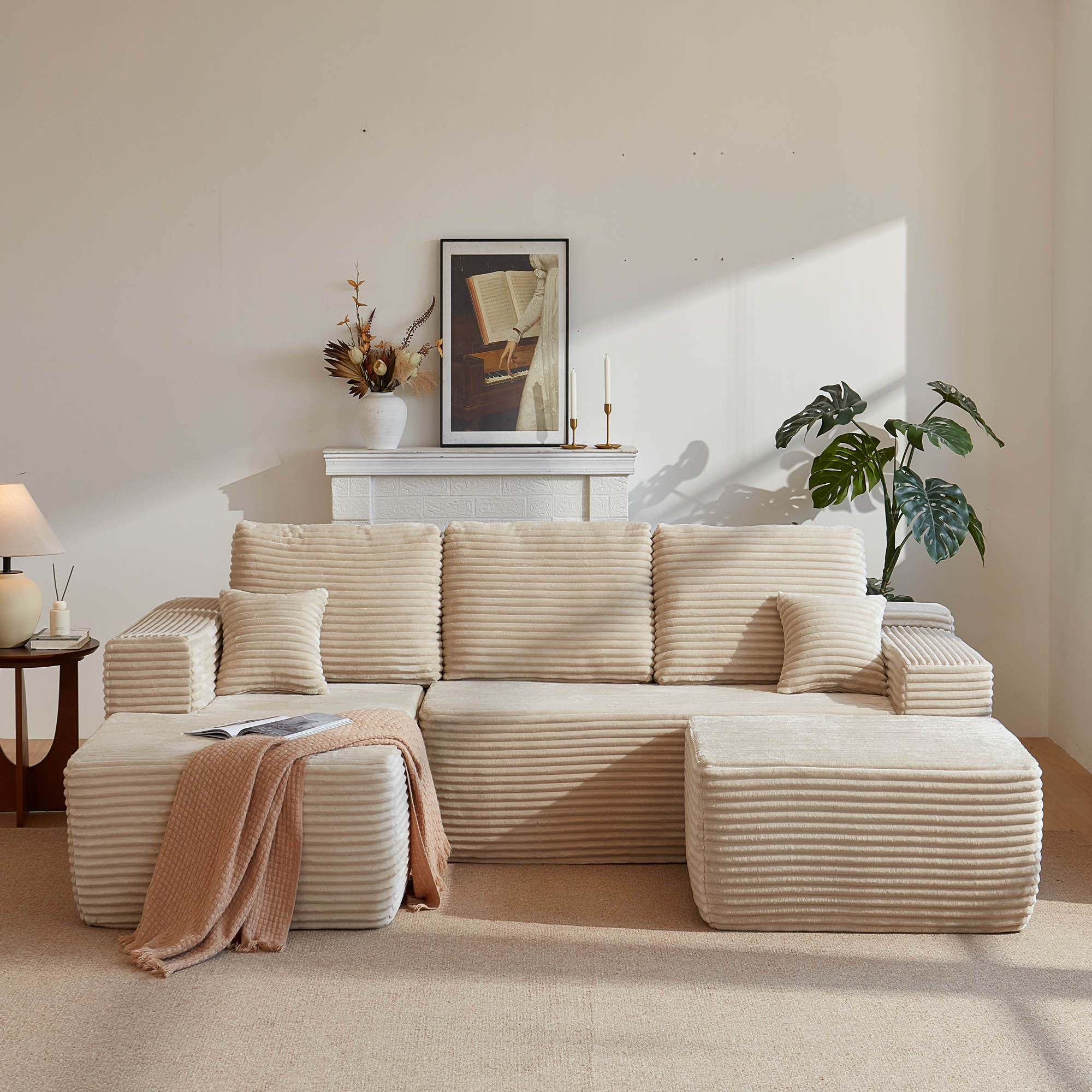 Latitude Run® 105.7" Cloud Sectional Sofa with U-Shaped Chaise, Modern ...