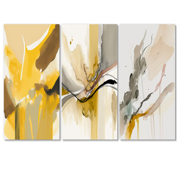 Mercer41 " Mustard Yellow Retro II " 3 - Pieces | Wayfair