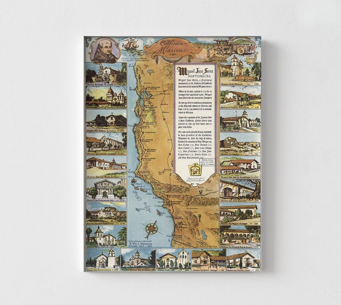 WeFrameArt California Missions, Antique California Historic Poster ...
