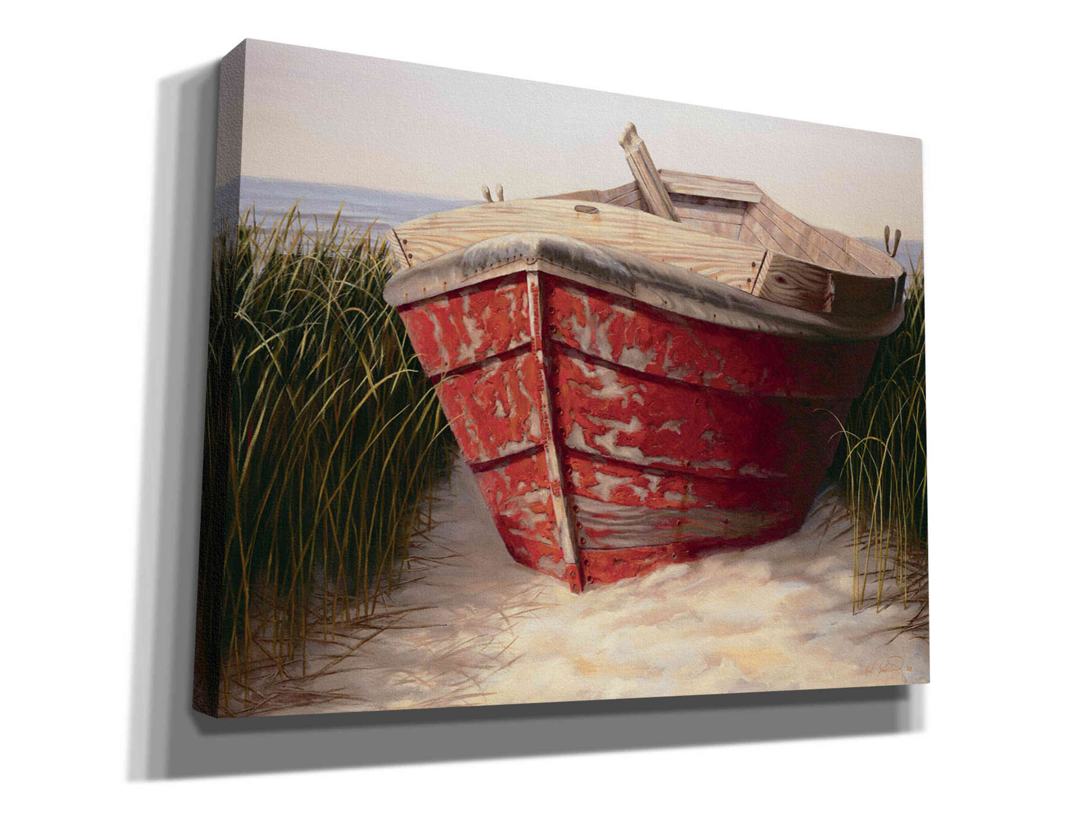 Highland Dunes Red Boat by Karl Soderlund - Wrapped Canvas Graphic Art ...