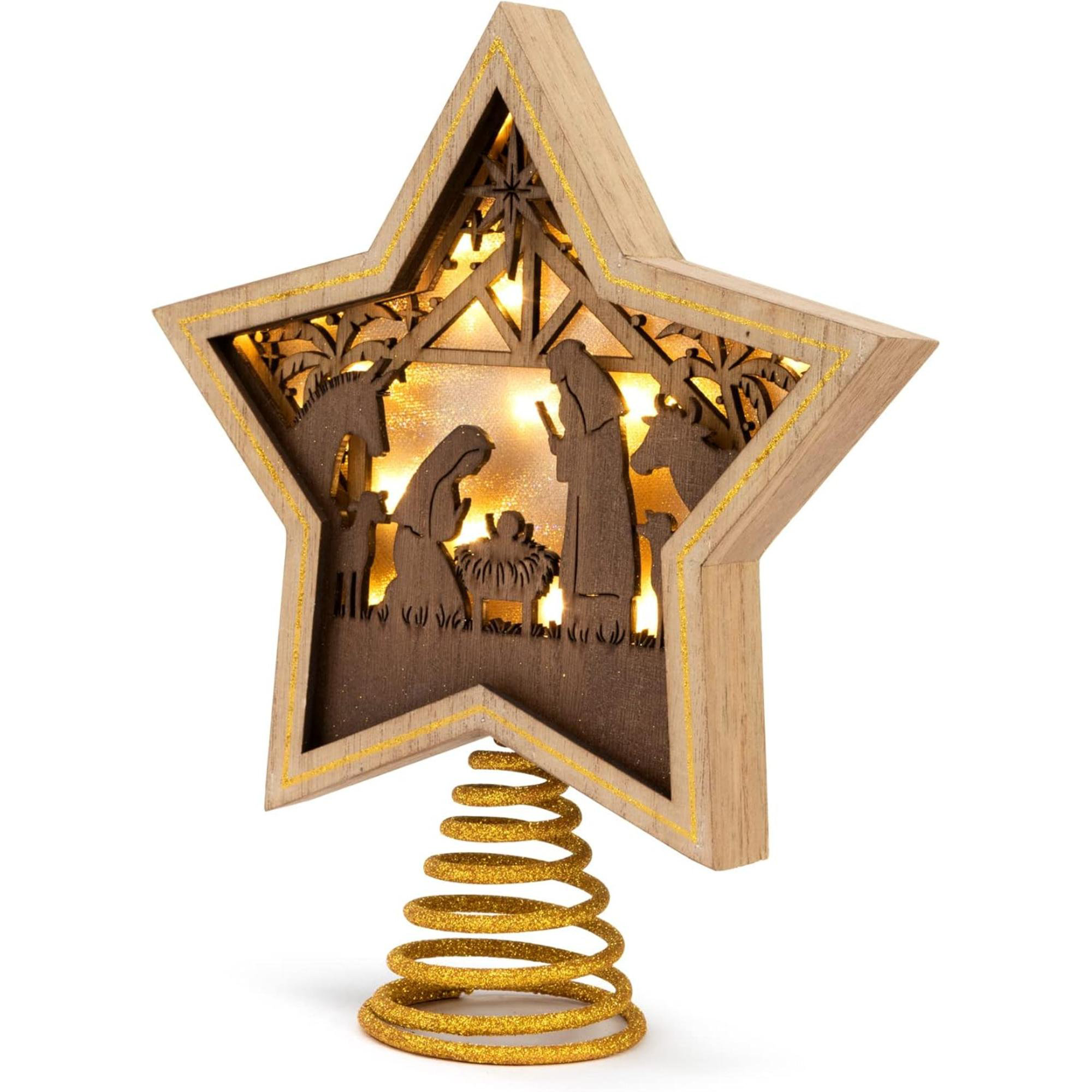 Astoria Grand Golden Star Nativity LED 10 X 8.5 MDF Christmas Tree ...