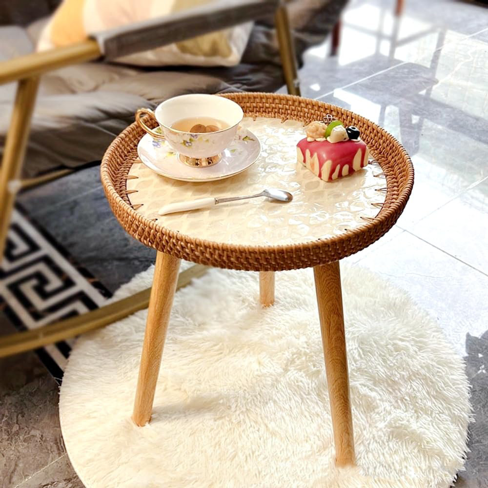Bay Isle Home™ Small Rattan Side Table/Round Coffee Table for Small ...