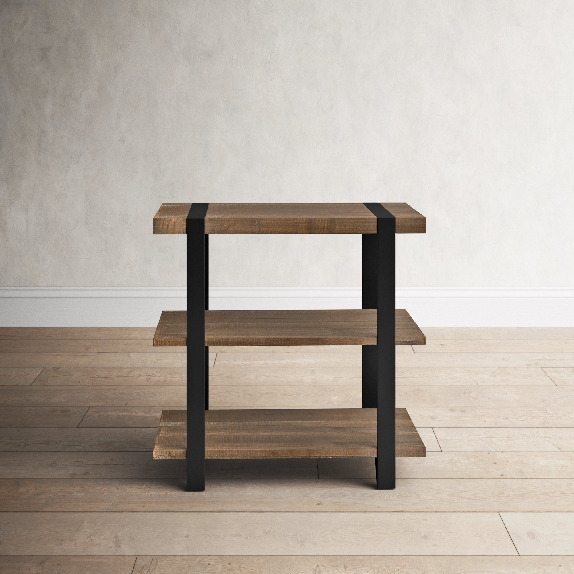 Birch Lane™ Lora 27" Wide Rustic Industrial Solid Wood and Metal Frame ...