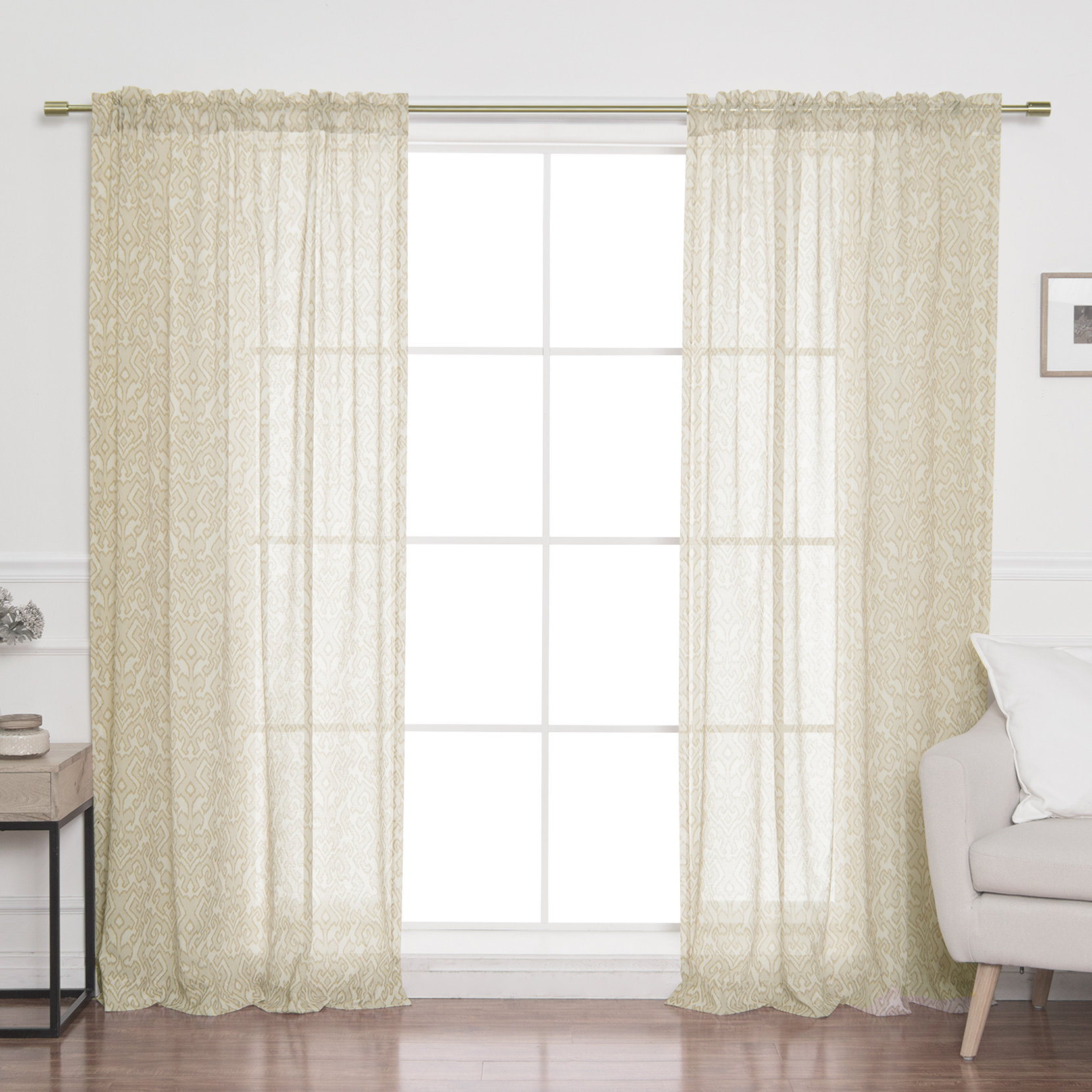 Best Home Fashion, Inc. Geometric Sheer Rod Pocket Sliding Panel | Wayfair