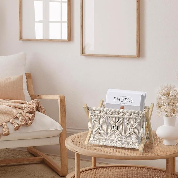 Gracie Oaks Magazine Holder Rack with Handle, Decorative Magazine ...