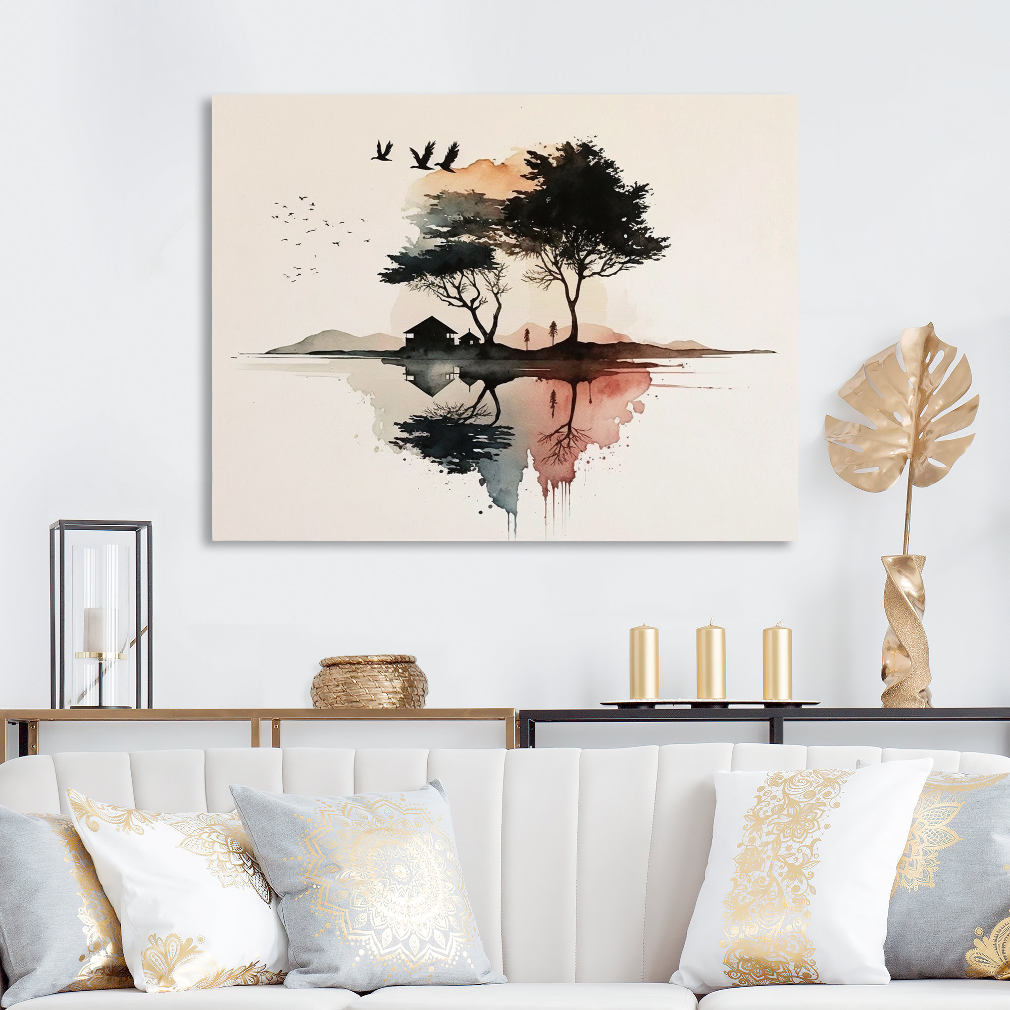 Winston Porter Minimal Serenity Little Country House Watercolor - Print ...