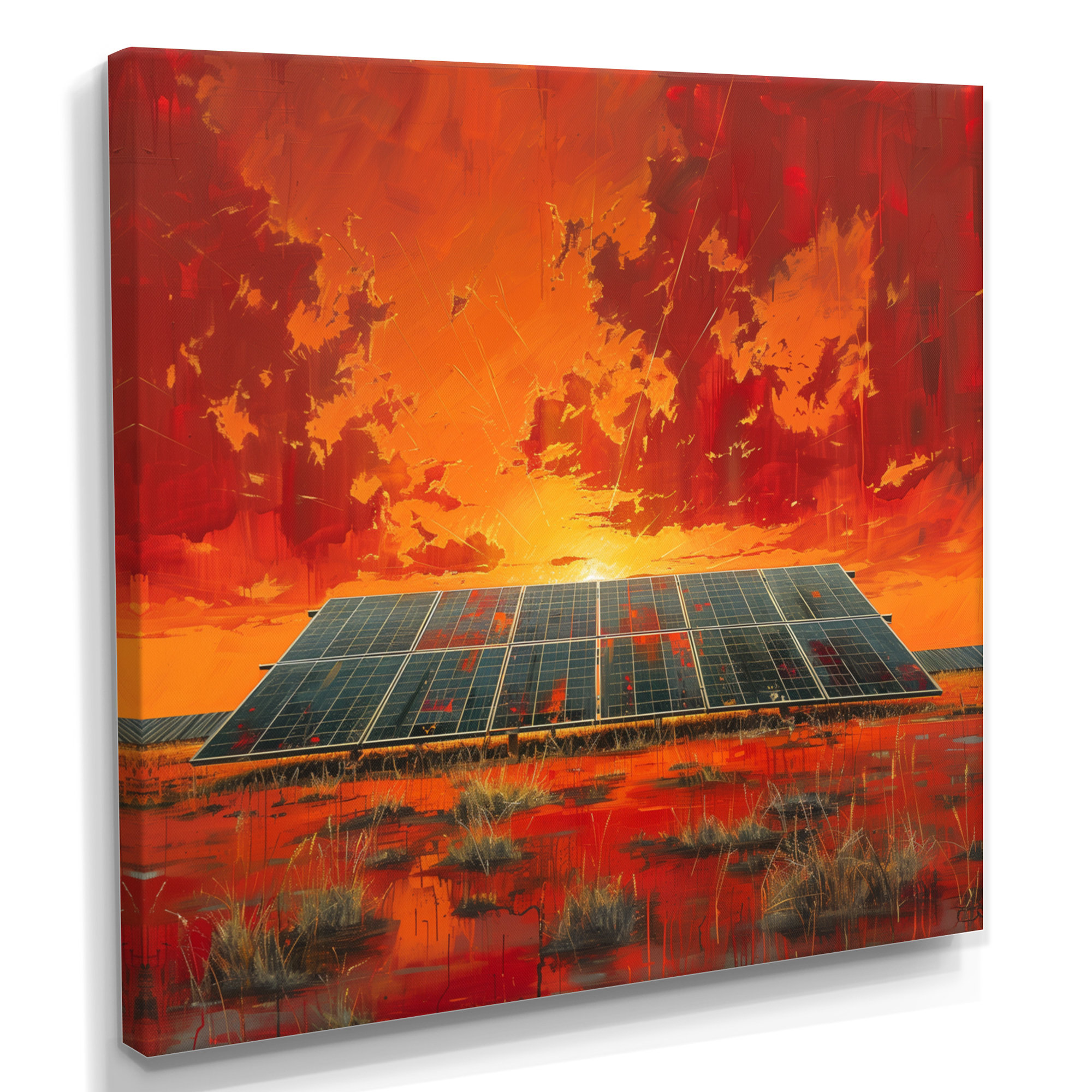 17 Stories Orange Red Solar Panel In Nevada - Solar Panels Wall Art ...