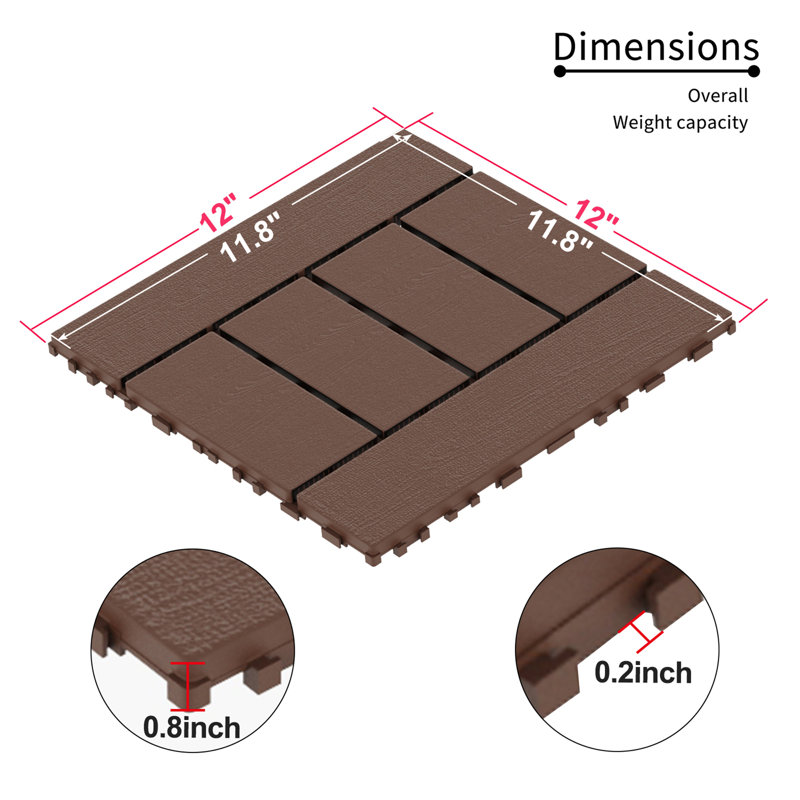 INLE DIY Module Interlocking Decking Tiles Floor Tile | Wayfair