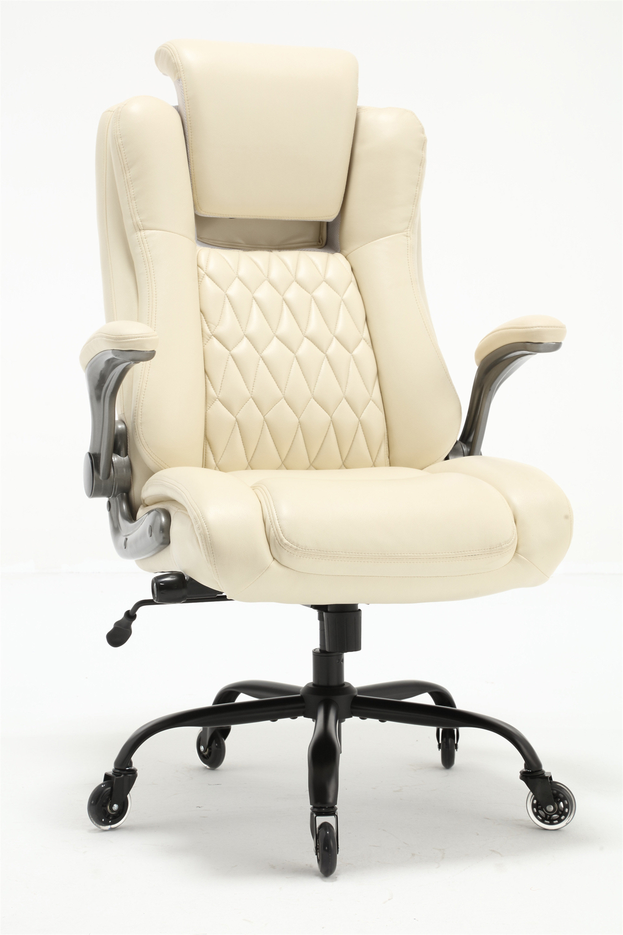 HLILish High Back Office Chair- Lifting Headrest Flip Arms Built-In ...