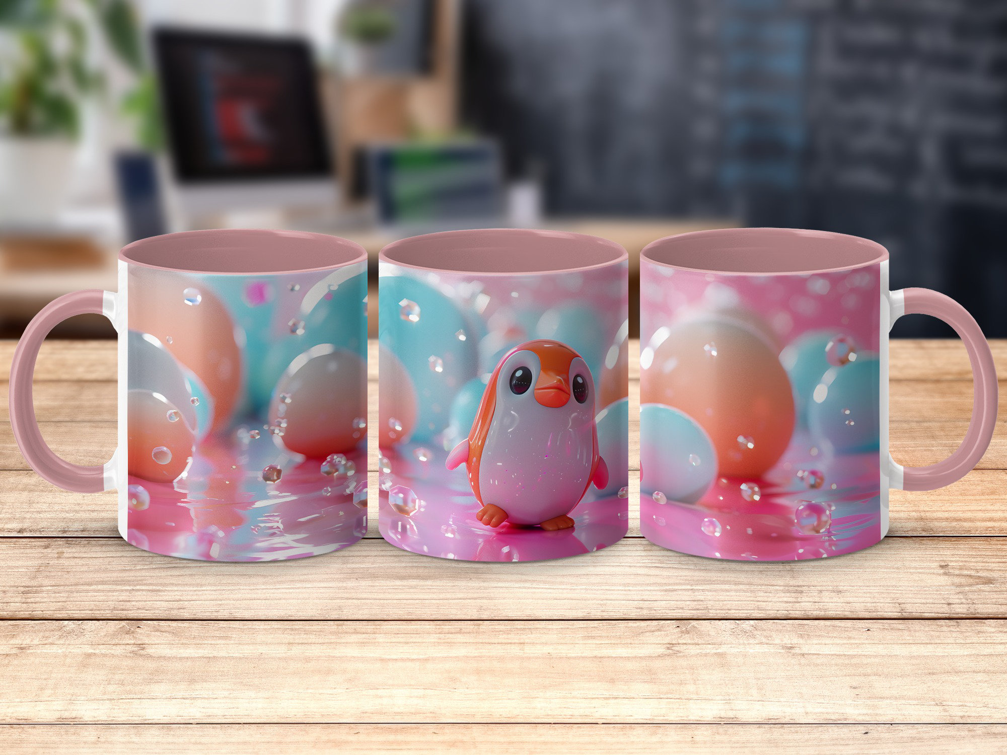 East Urban Home Set of 2 3D Design 11oz Accent Mugs – Ceramic Coffee ...