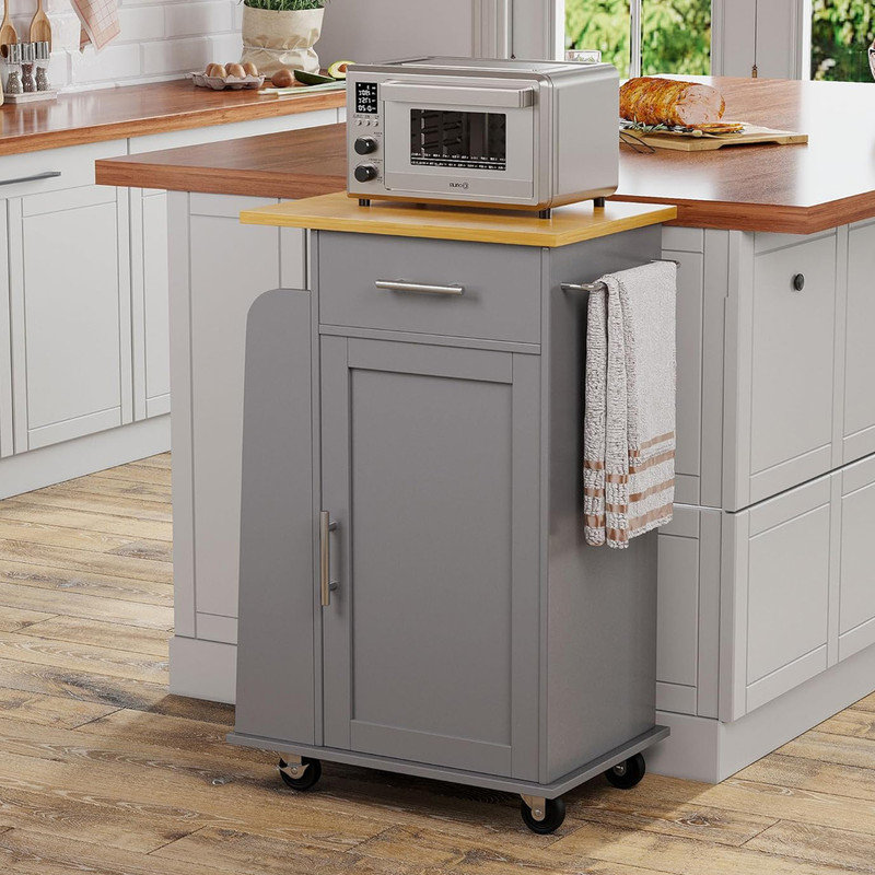 Lark Manor™ Small Kitchen Island on Wheels with 3-Tier Side Spice Rack ...