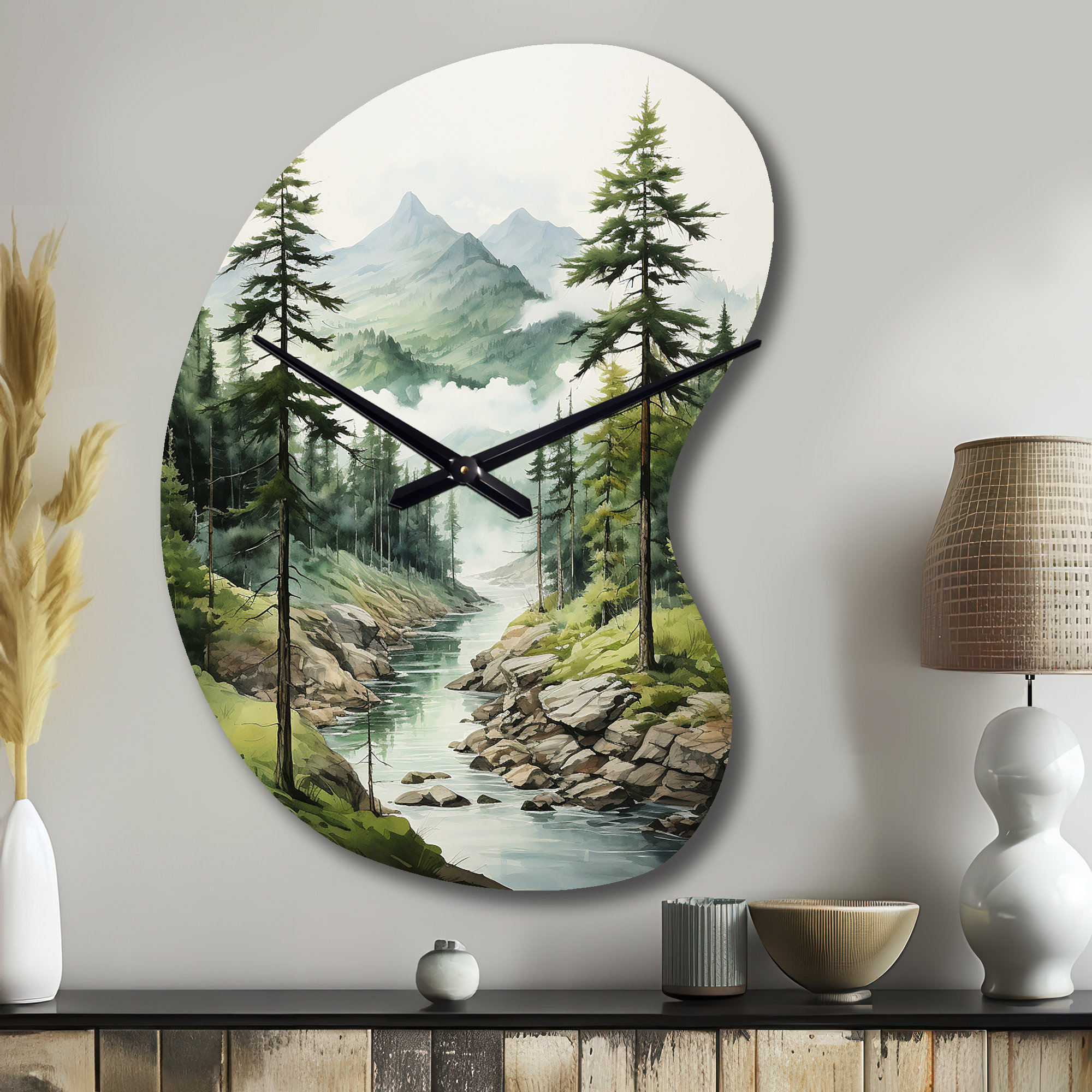 Design Art Green Pine Tree Eternal Guardians I - Boom Shape Decorative Green Tree Pine Wall ...