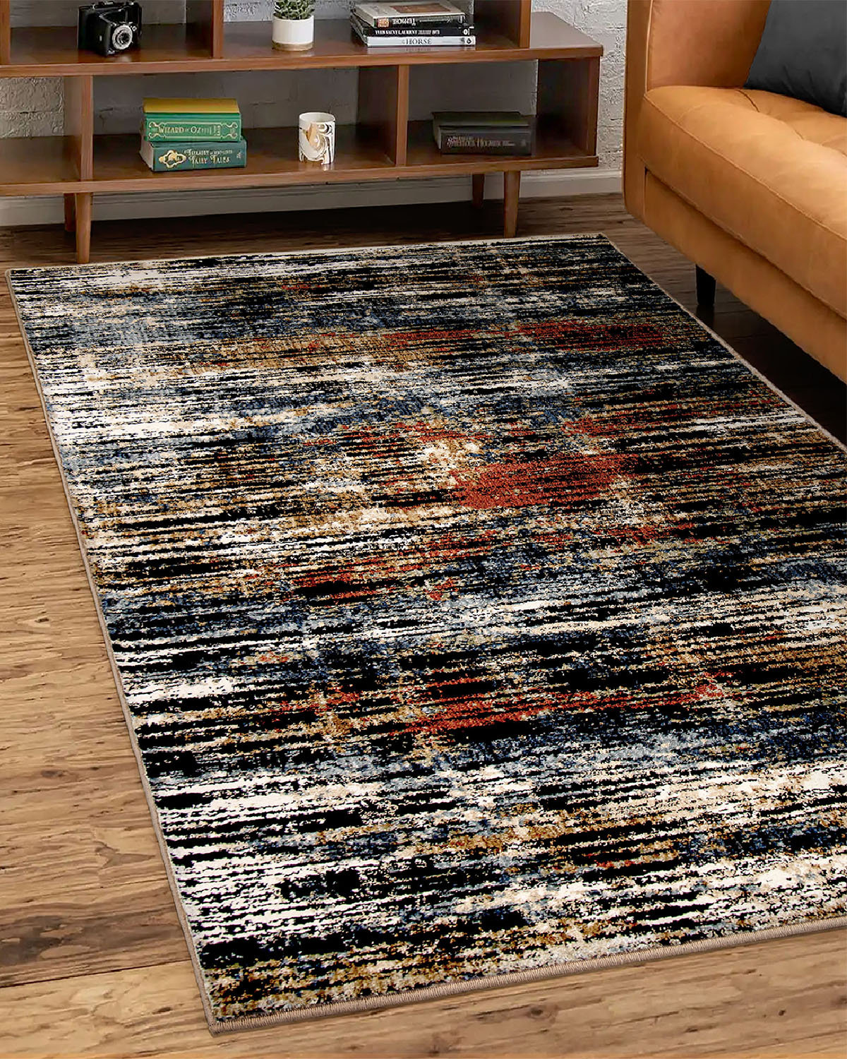 17 Stories Jedaiah Asbtract Black Stain Resistant Area Rug | Wayfair