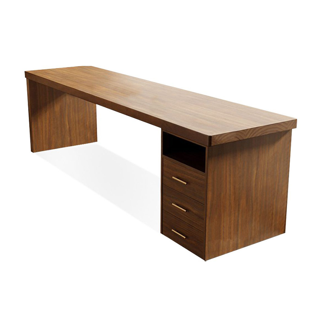 Flexy Infotech 94.49" Nut-brown Rectangular Solid Wood desks | Wayfair